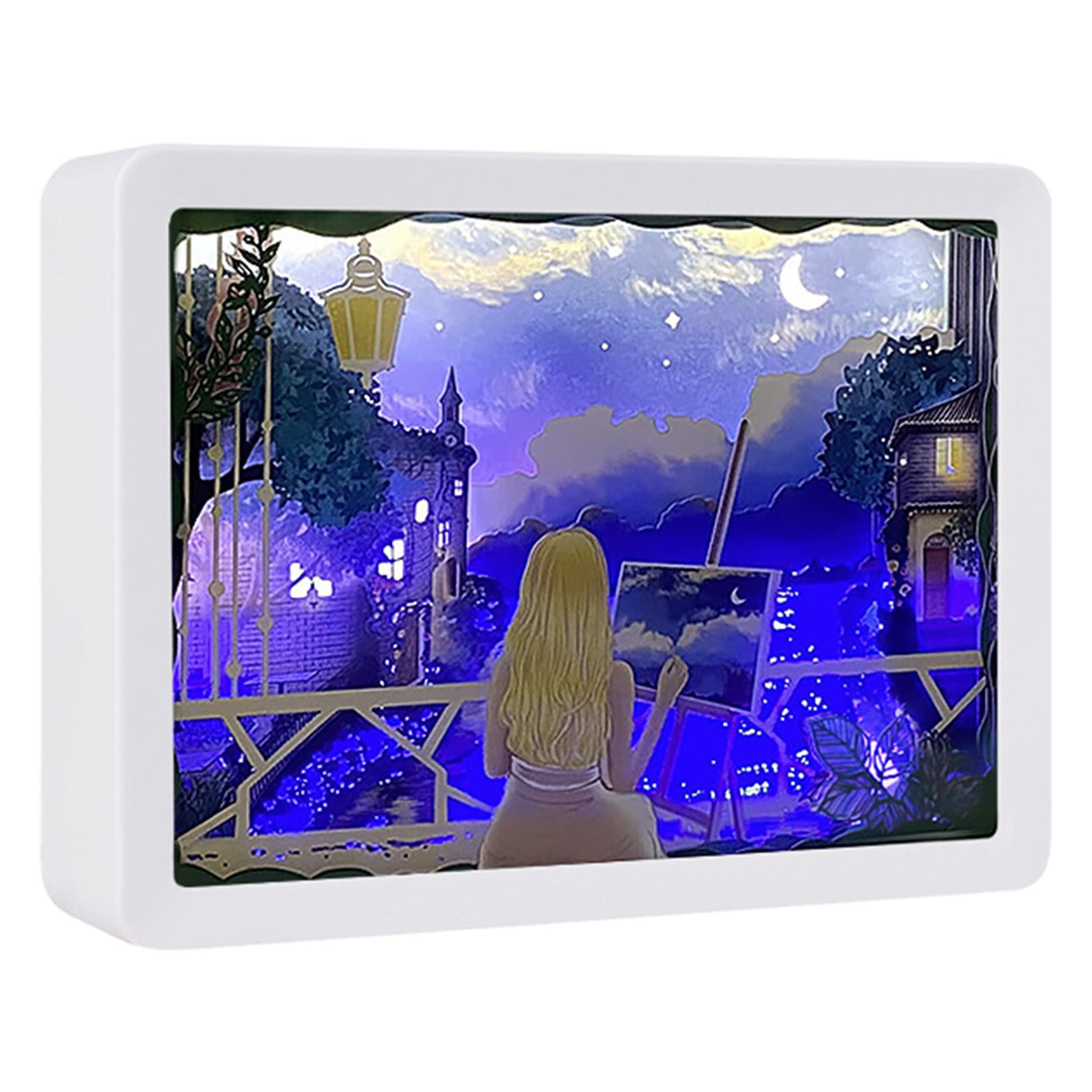 LSLJS 3D Paper Carving Night Light, Christmas Decorations, USB Charging ...