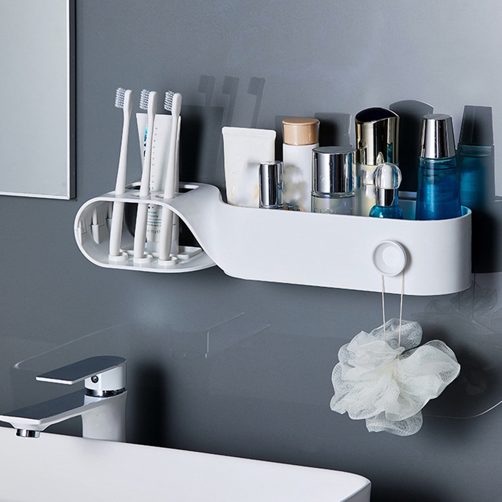 LSLJS Bathroom Storage Shelf, Large Capacity Toothbrush Holders with ...