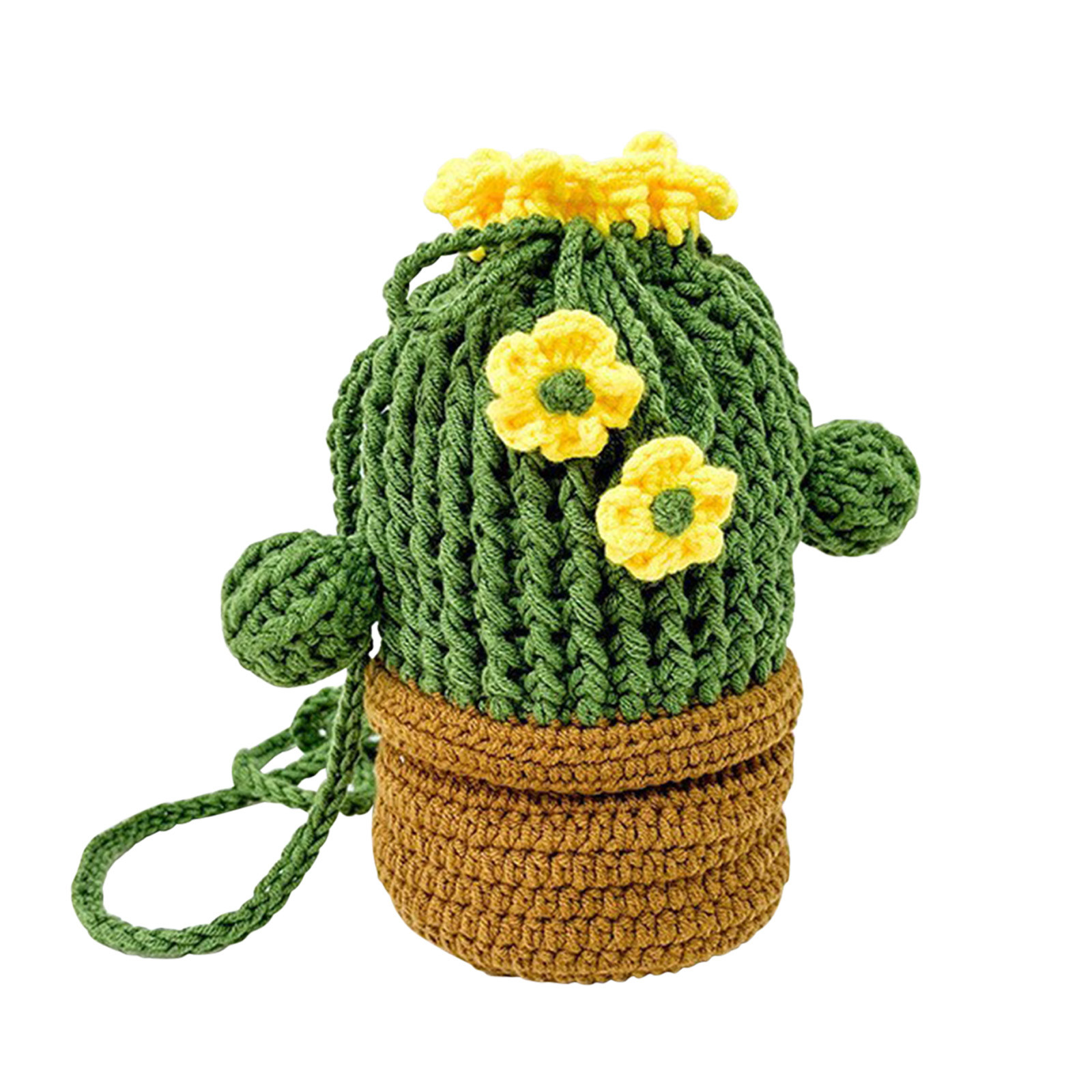 LSLJS Cactus Shape Knitted Bag, Hand-Woven Cactus Crossbody Bag, Small ...