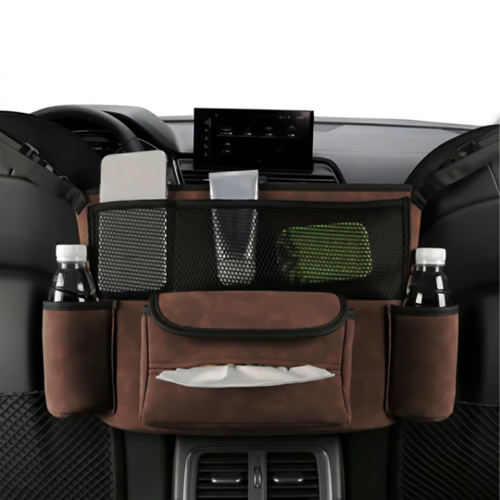 LSLJS Car Handbag Holder Between Seats, Large Capacity Suede Car Purse ...