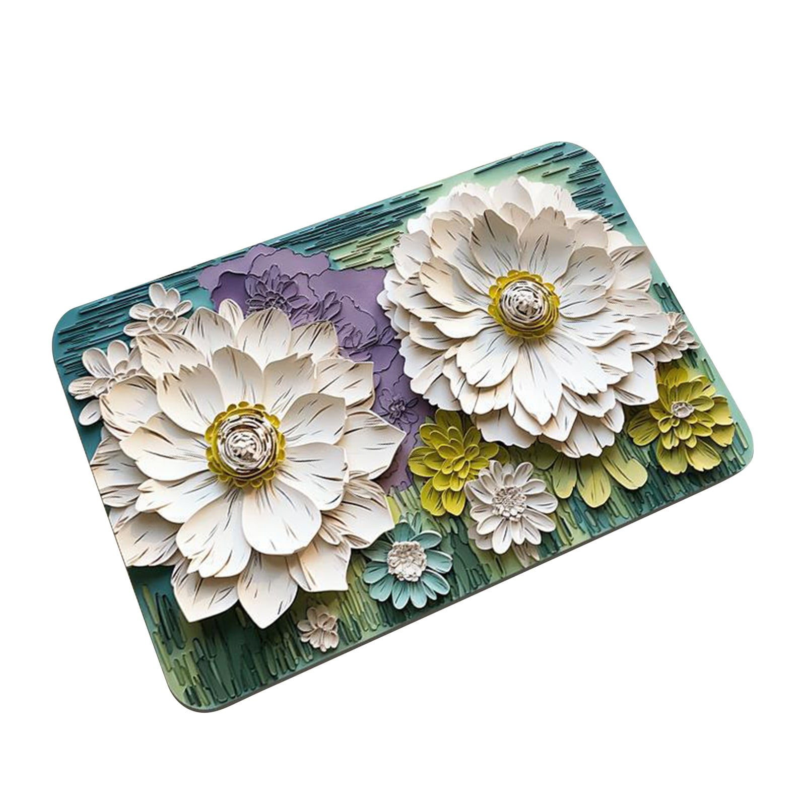 LSLJS Diatomaceous Bathroom Rugs 3D Flower Mat,Realistic Flowers ...