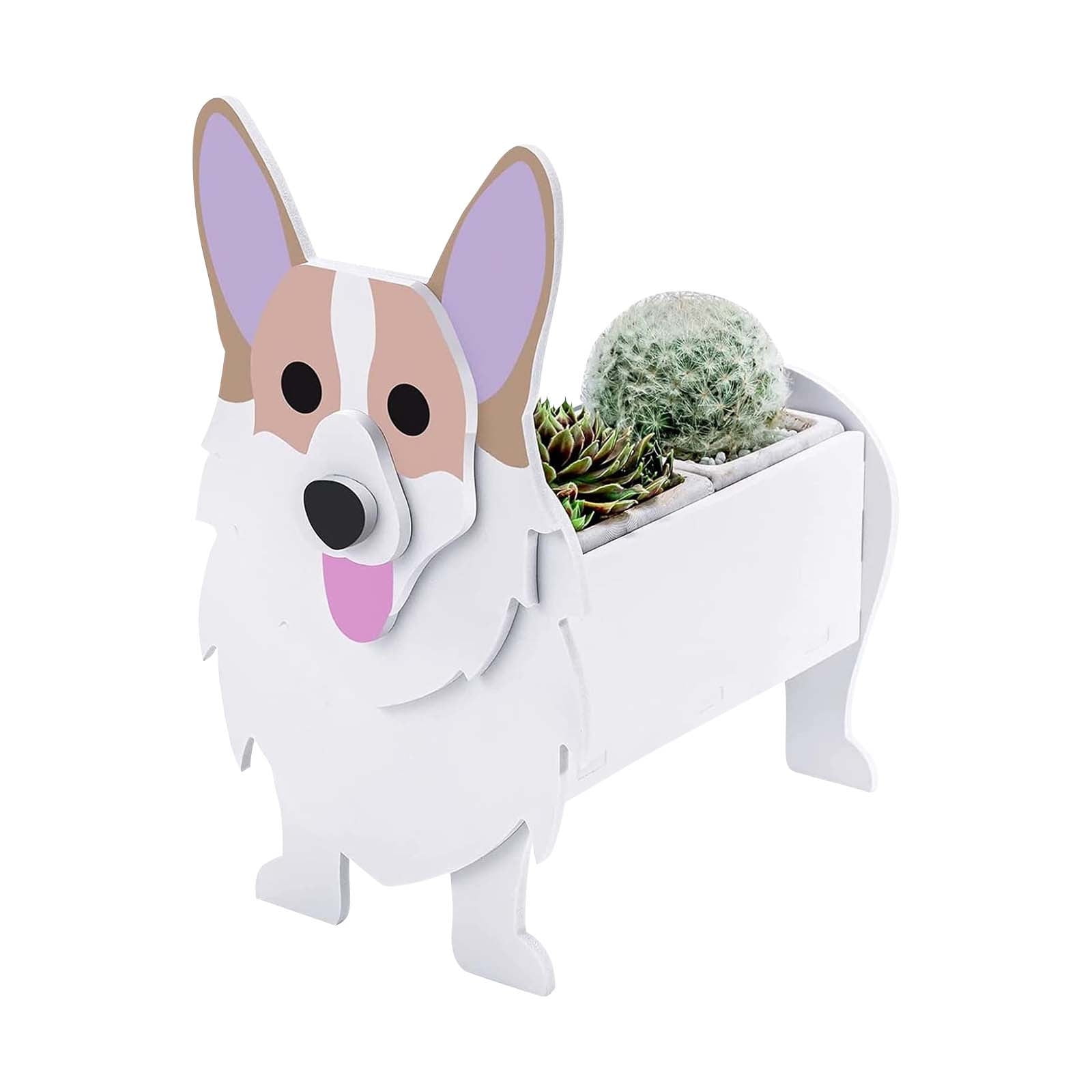 LSLJS Dog Planter Pots, Cute PVC Herb Garden Dog Flower Planter, Flat ...