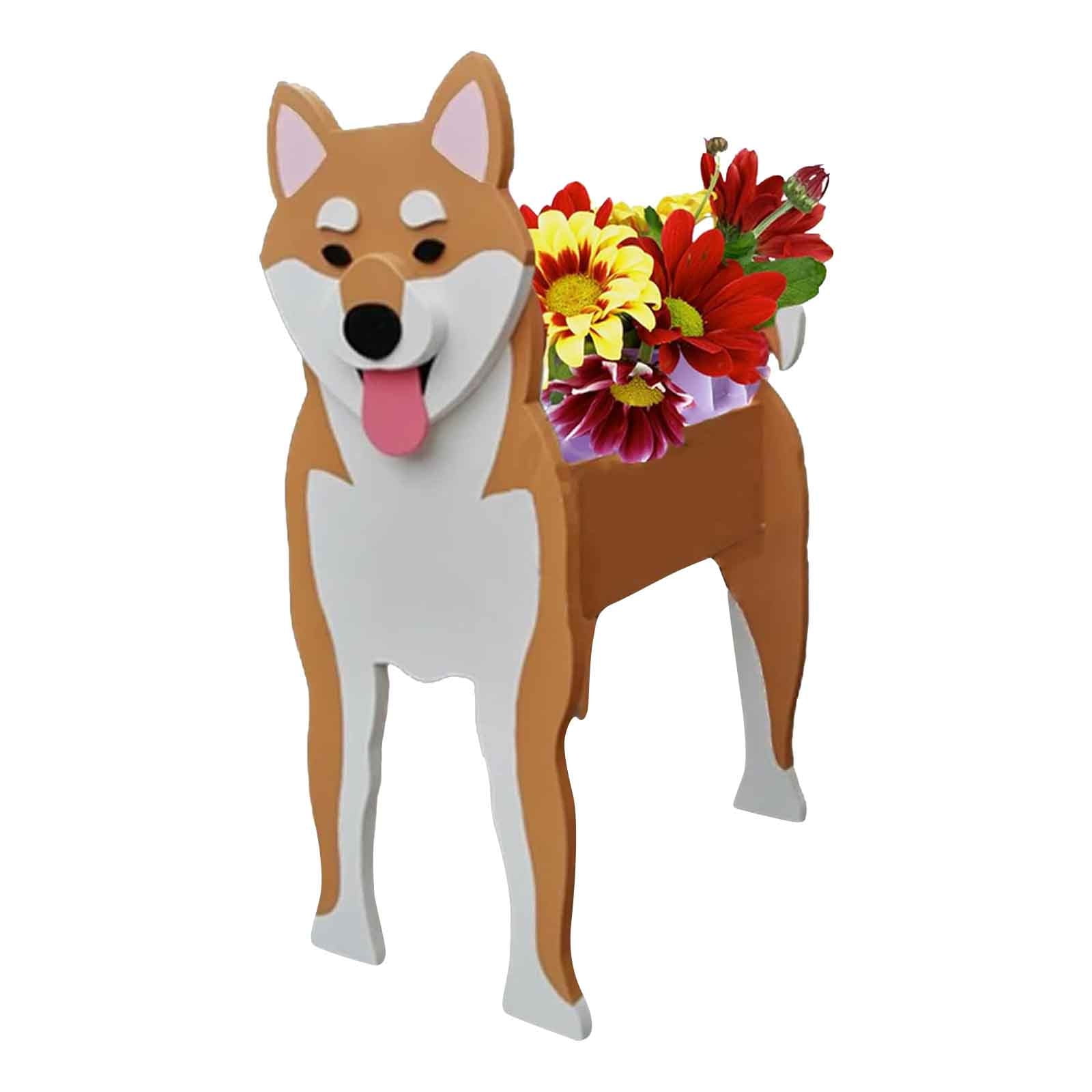 LSLJS Dog Planter Pots, Cute PVC Herb Garden Dog Flower Planter, Flat ...