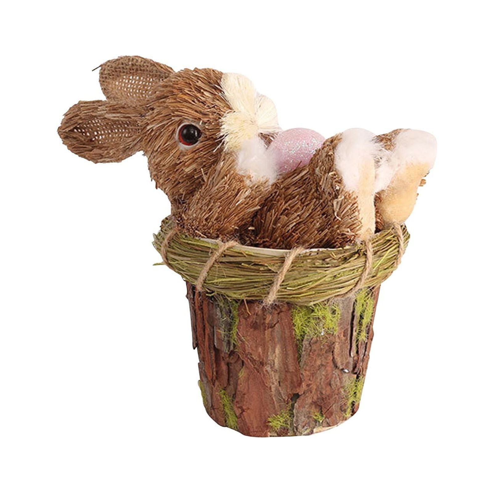 LSLJS Easter Bunny Statue, Easter Decorations 7 inch Handmade Straw ...