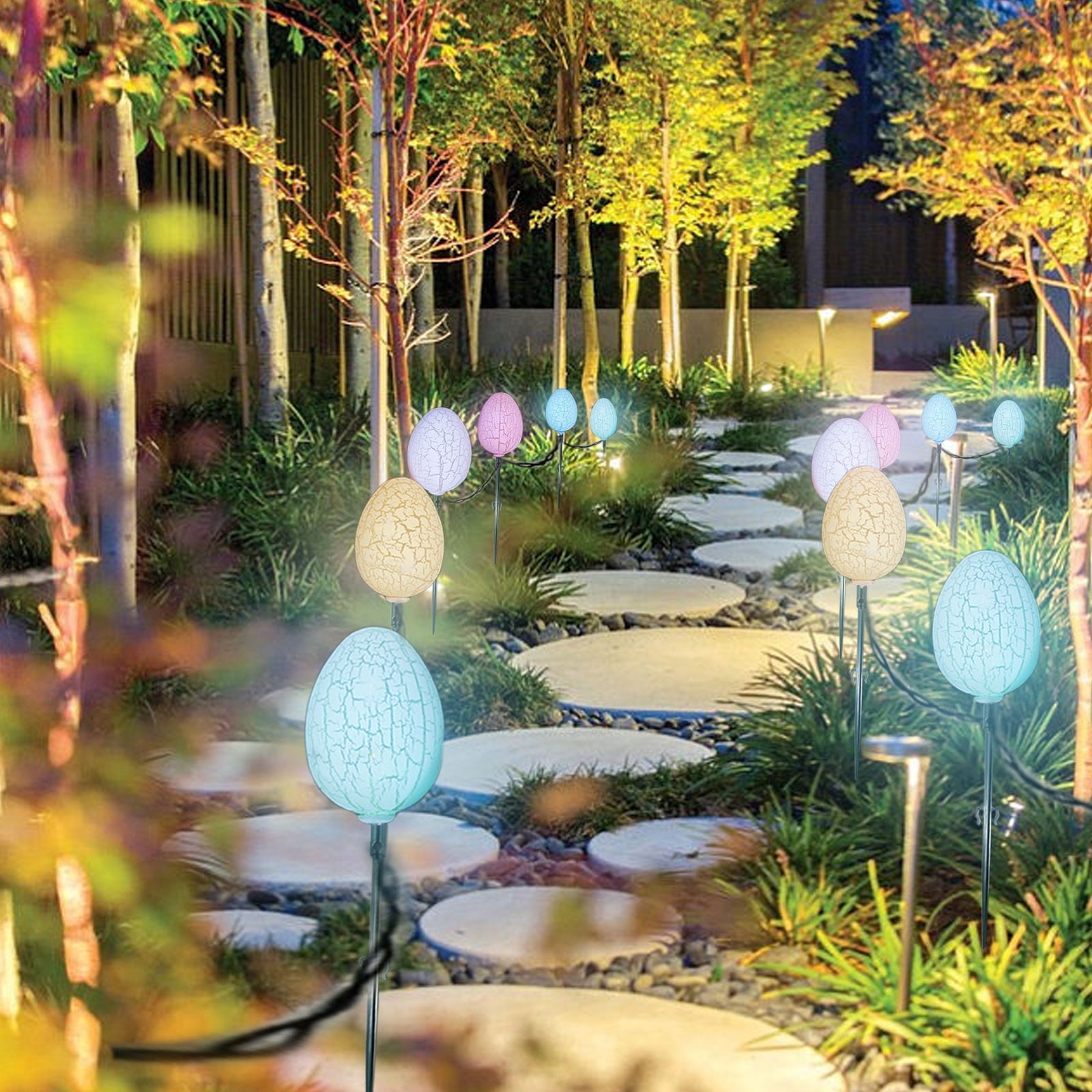 LSLJS Easter Eggs Stake Lights for Outdoor, Easter Decorations 58 inch ...