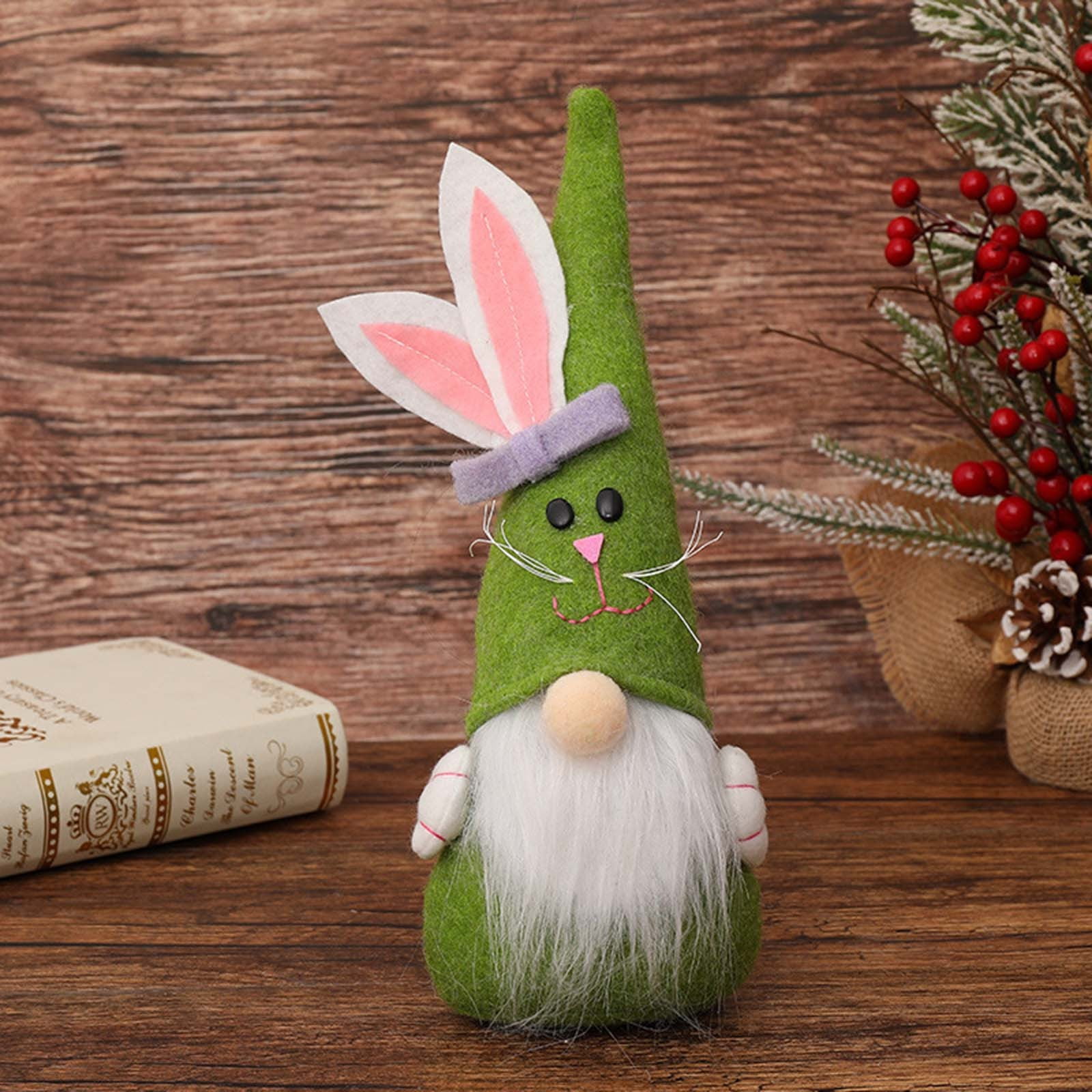 LSLJS Easter Gnomes Ornaments Easter Rabbit Ears White Beard Dwarf ...