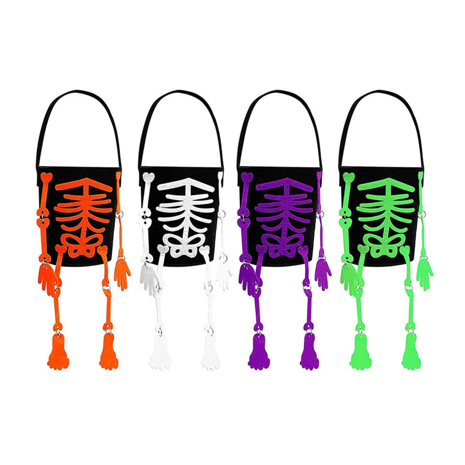 LSLJS Halloween Candy Bag,4Pcs Trick or Treat Bucket,Skeleton Design ...