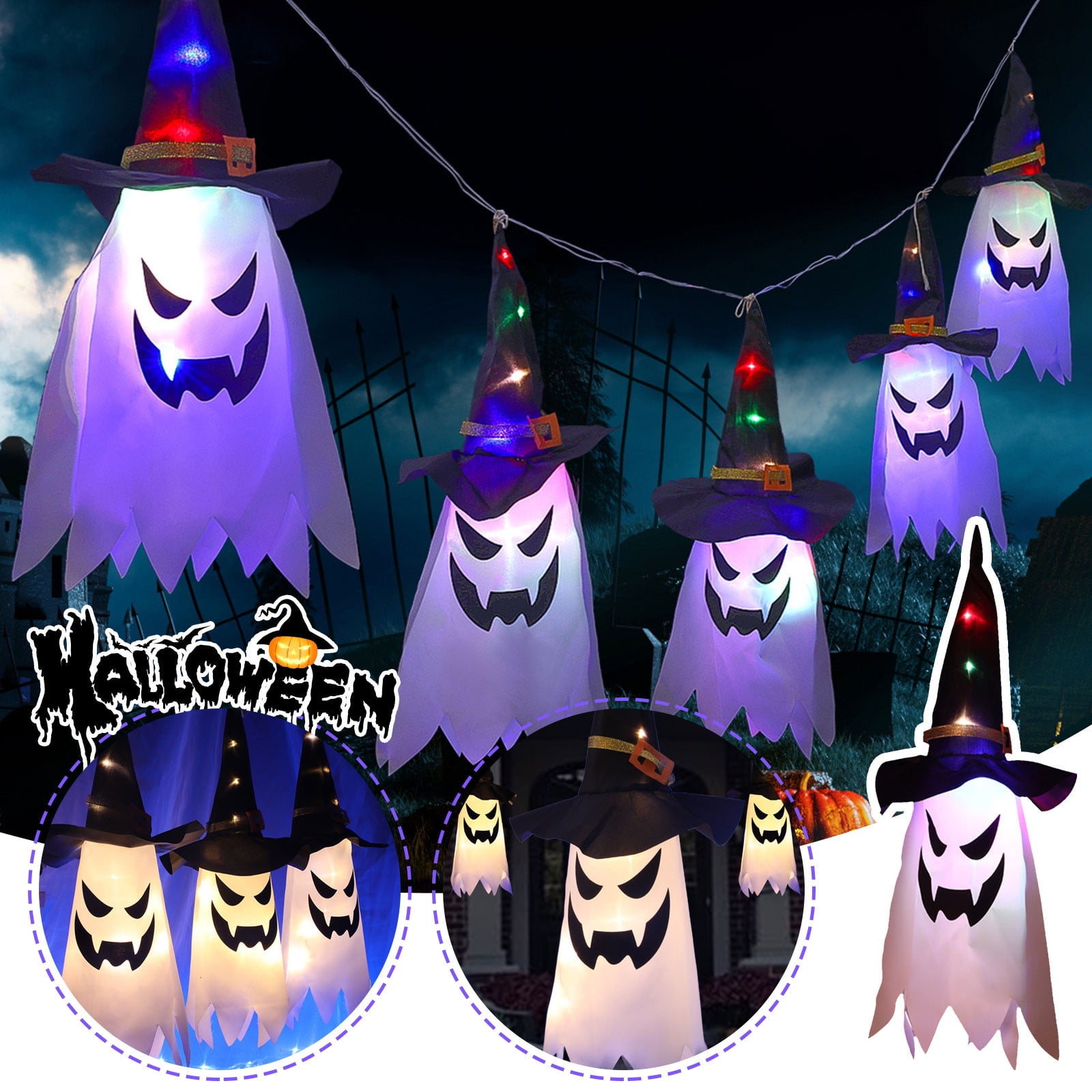 LSLJS Halloween Lights LED Ghost String Lights Waterproof Colorful ...