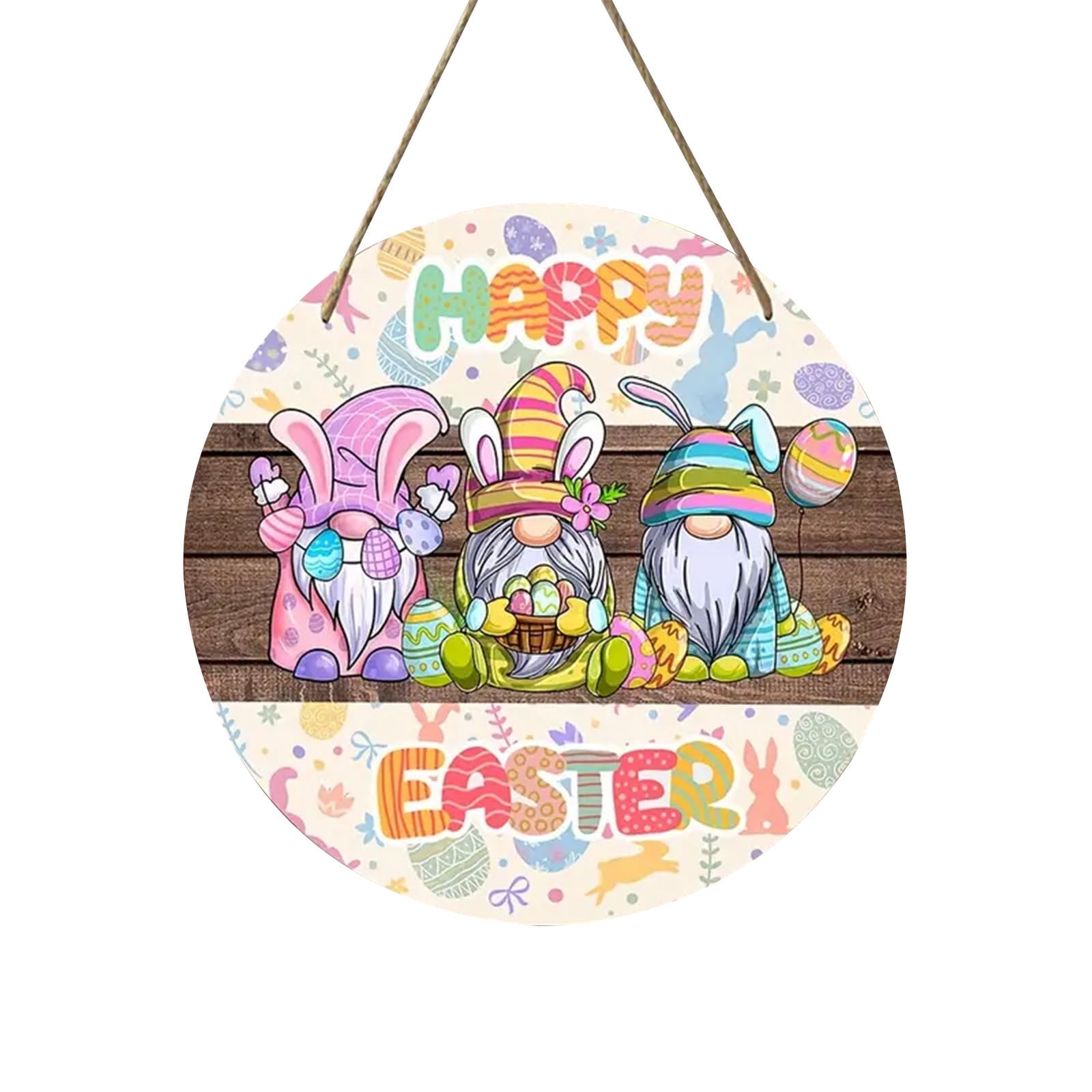 LSLJS Happy Easter Welcome Door Sign, 12"x12" Rustic Wooden Hanging ...