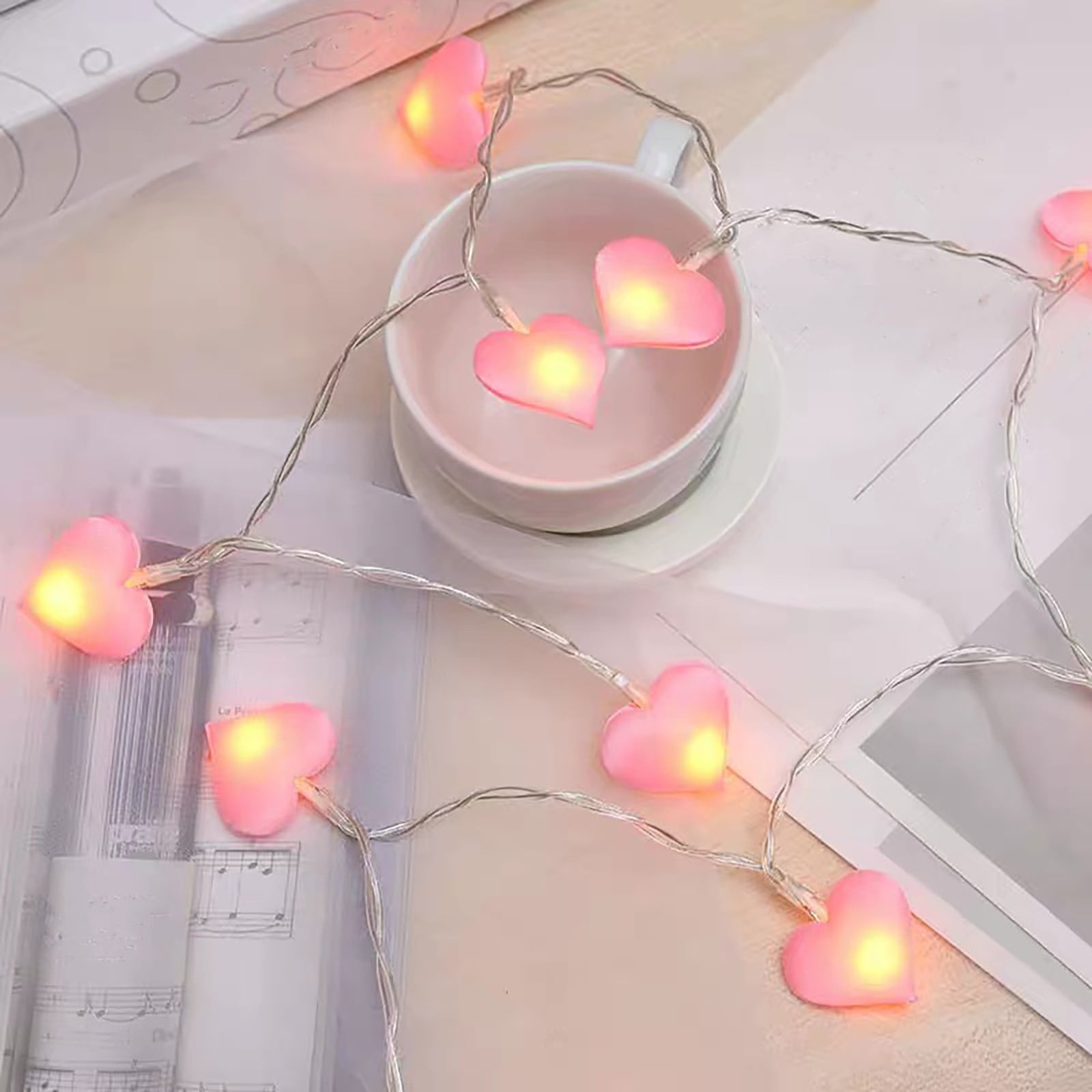 LSLJS Heart Shape String Lights, Valentines Decorations, 118 inch Peach ...