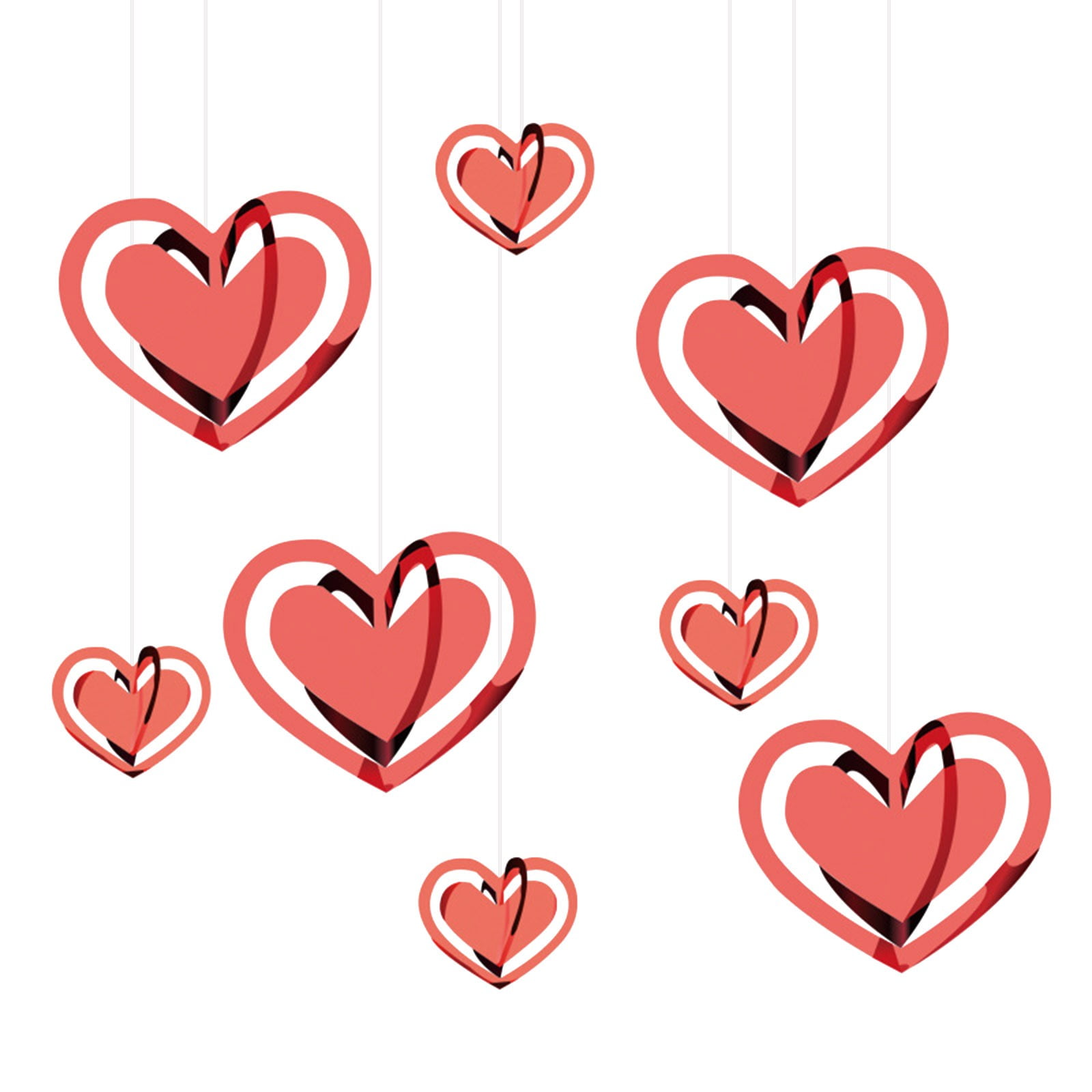 LSLJS Hollow Love Heart Hanging Ornaments, Valentine Decorations 8 Pcs ...