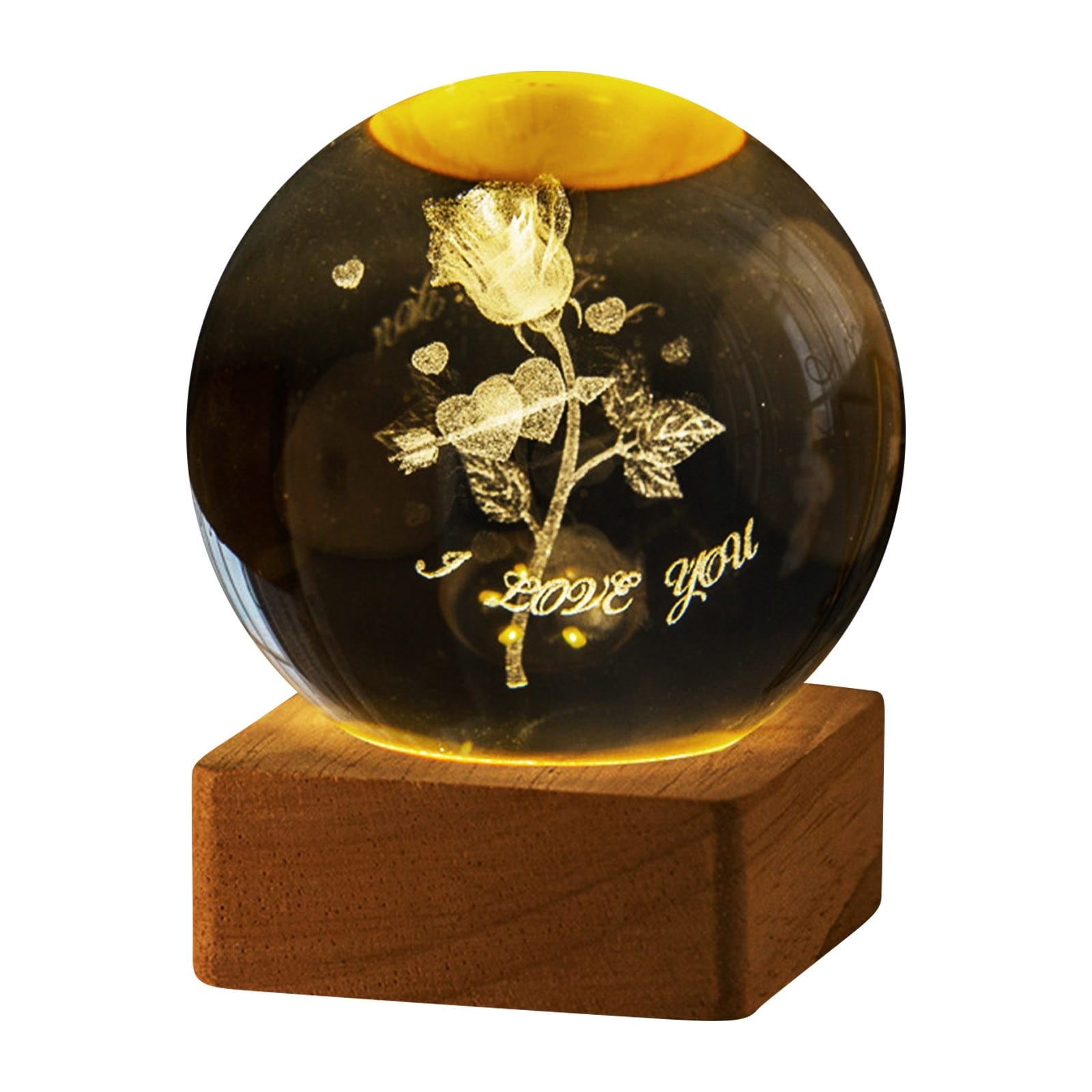 LSLJS LED Crystal Light Big Size Crystal Ball with Rose 7-Colors Solid ...