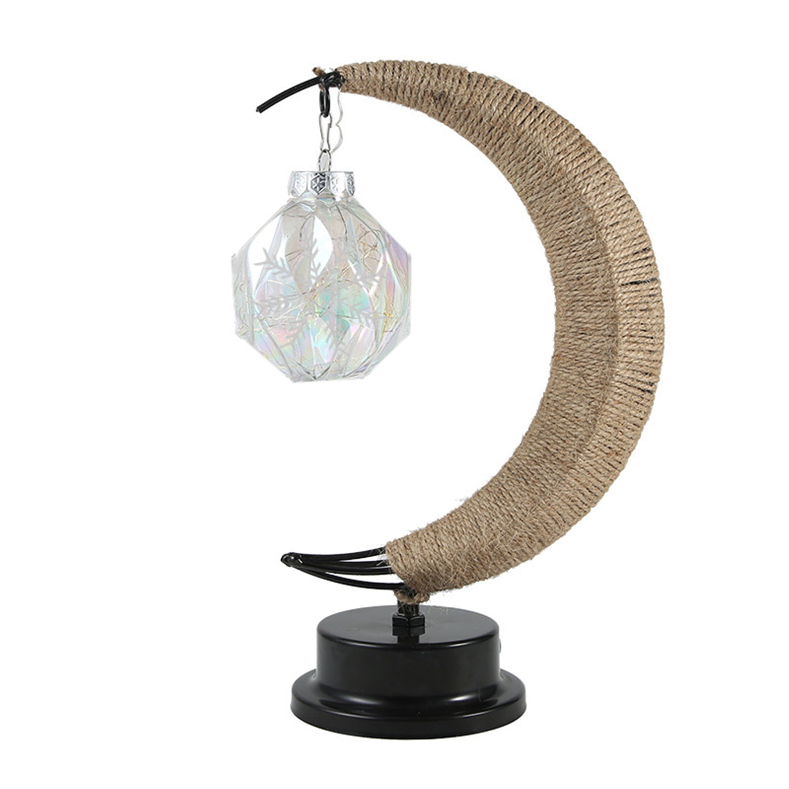 LSLJS LED Moon Night Light Table Lamp Battery Operated Iron Moon & Star ...
