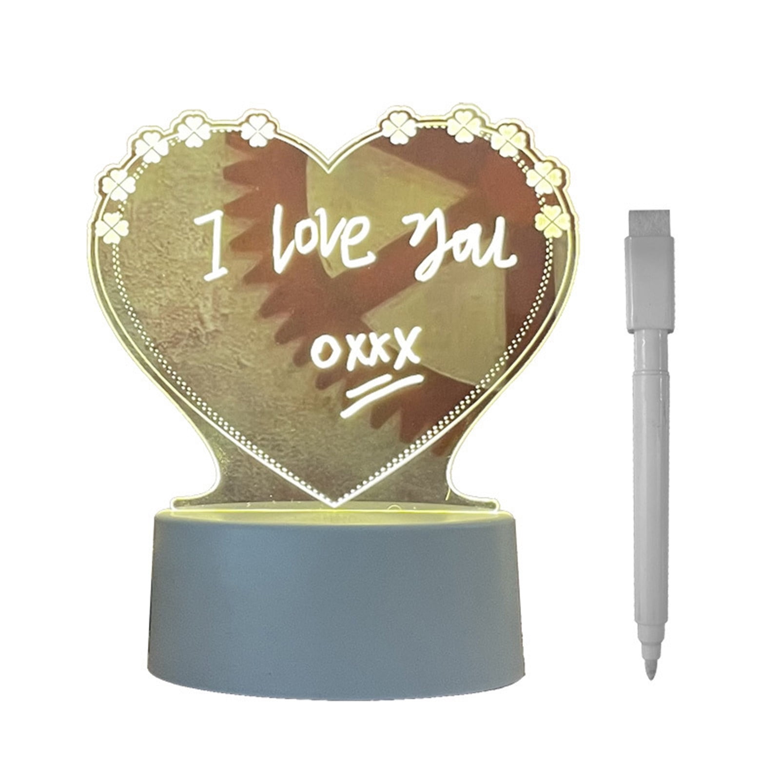 LSLJS Note Board Led Night Transparent Heart Shape Writable Design USB ...