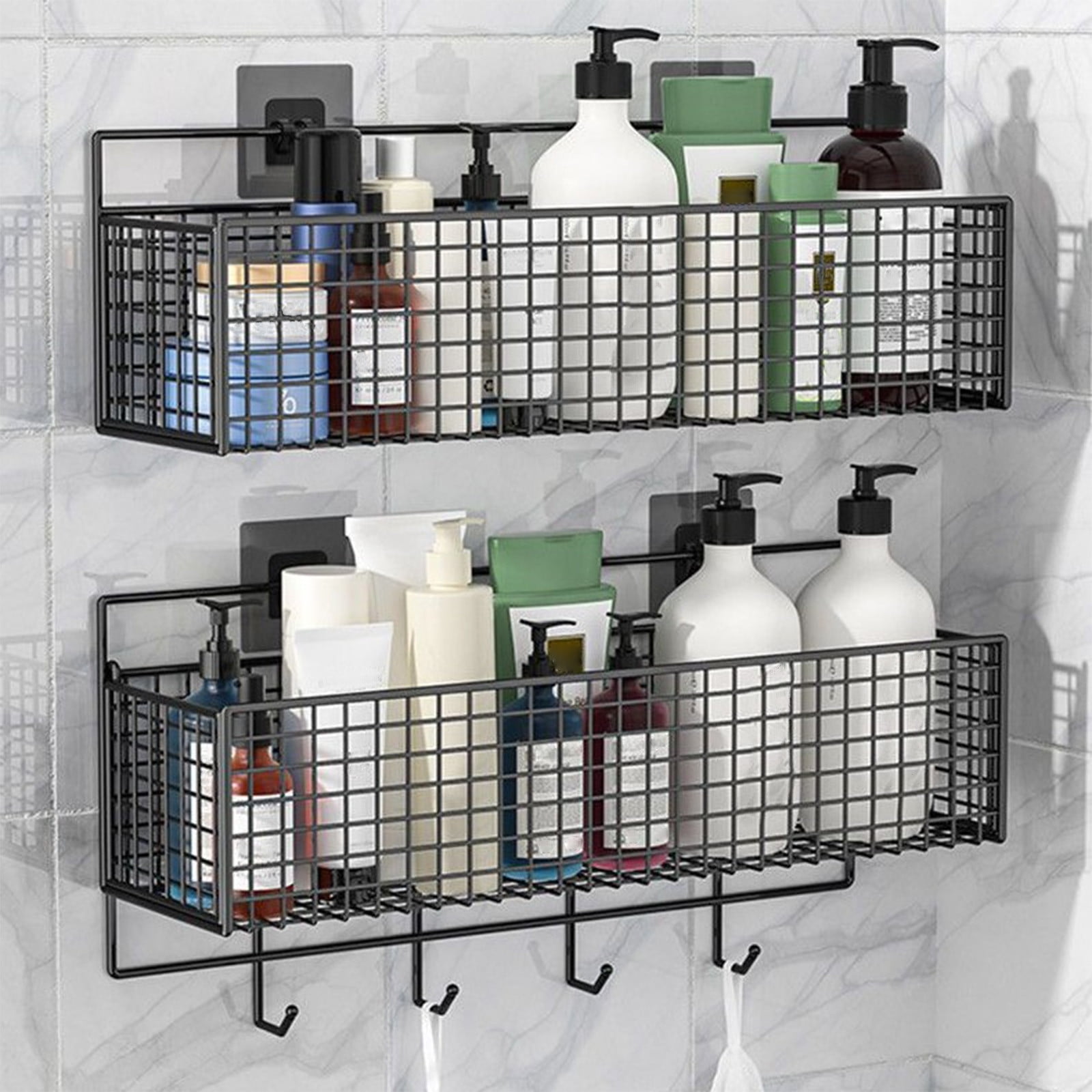 LSLJS Shower Caddy Shelf Organizer, Self Adhesive Metal Bathroom Basket ...