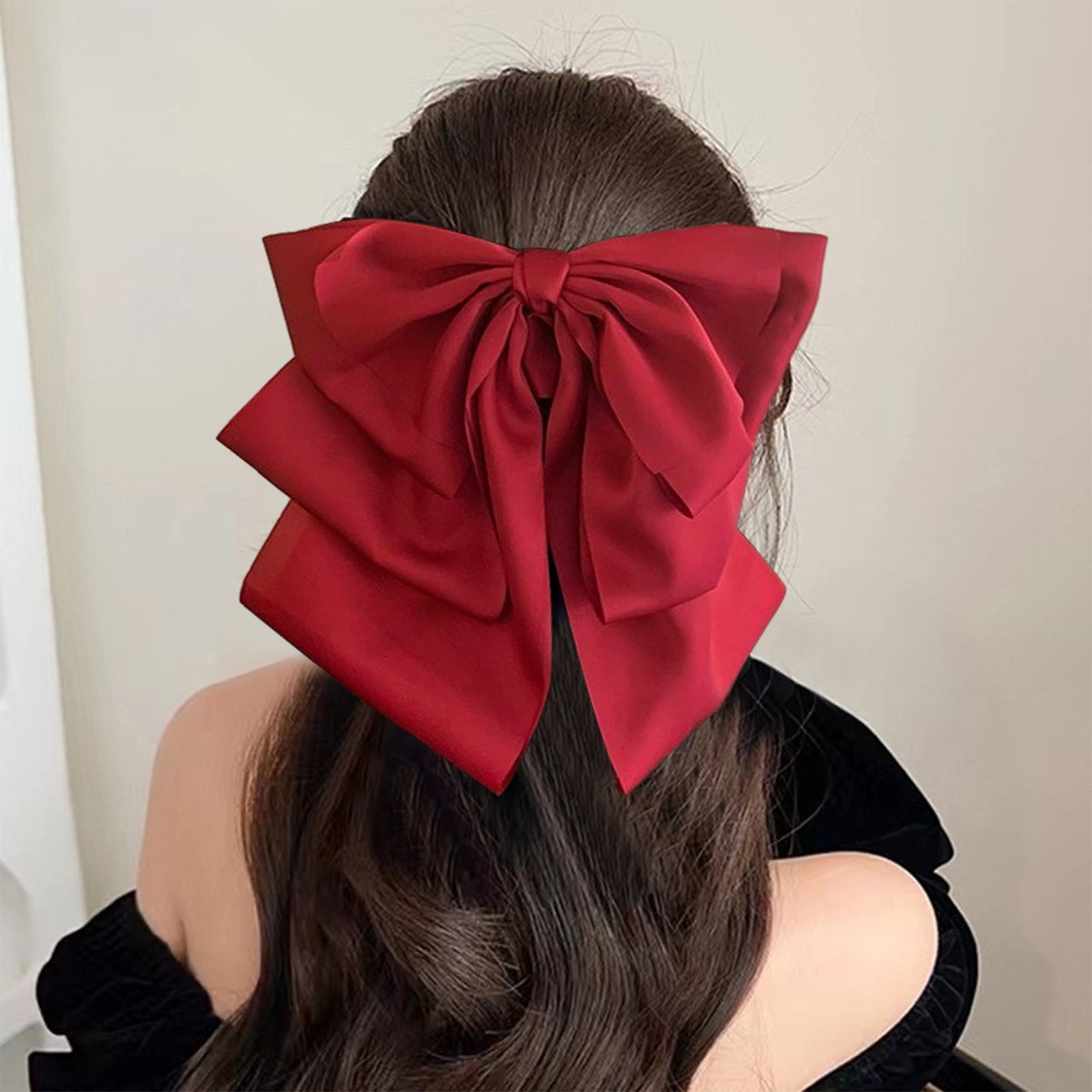 Lsljs Silk Satin Hair Bows For Women Large Ribbon Bow Hair Clip
