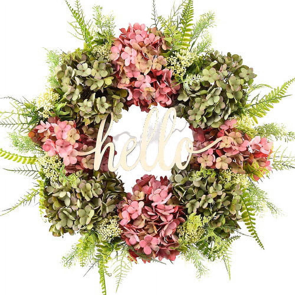LSLJS Spring Wreath for Front Door, Flowers Garlands 17.7 inch ...
