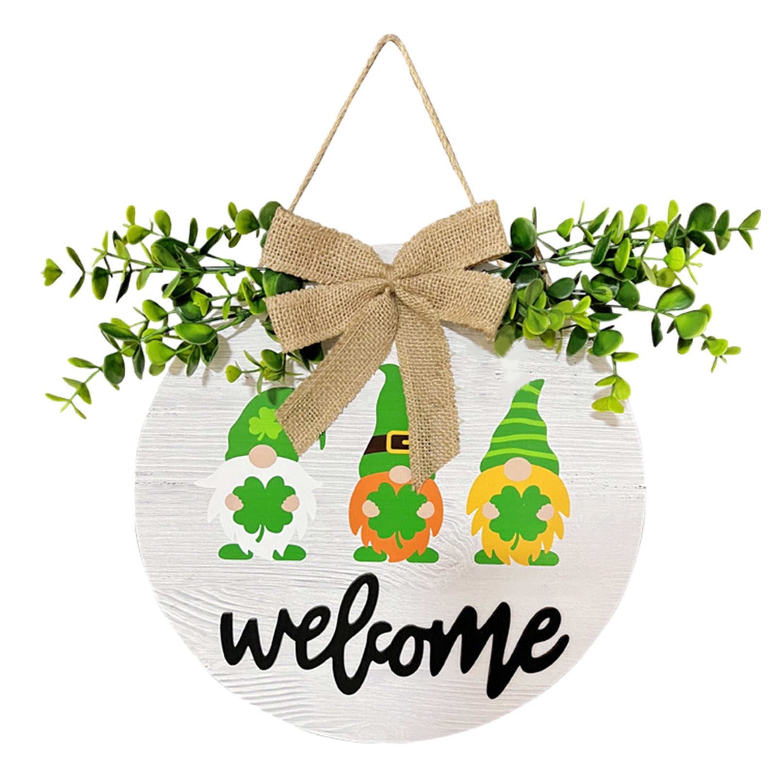 LSLJS St.Patrick's Day Welcome Door Sign, 12"x12" Rustic Wooden Hanging ...
