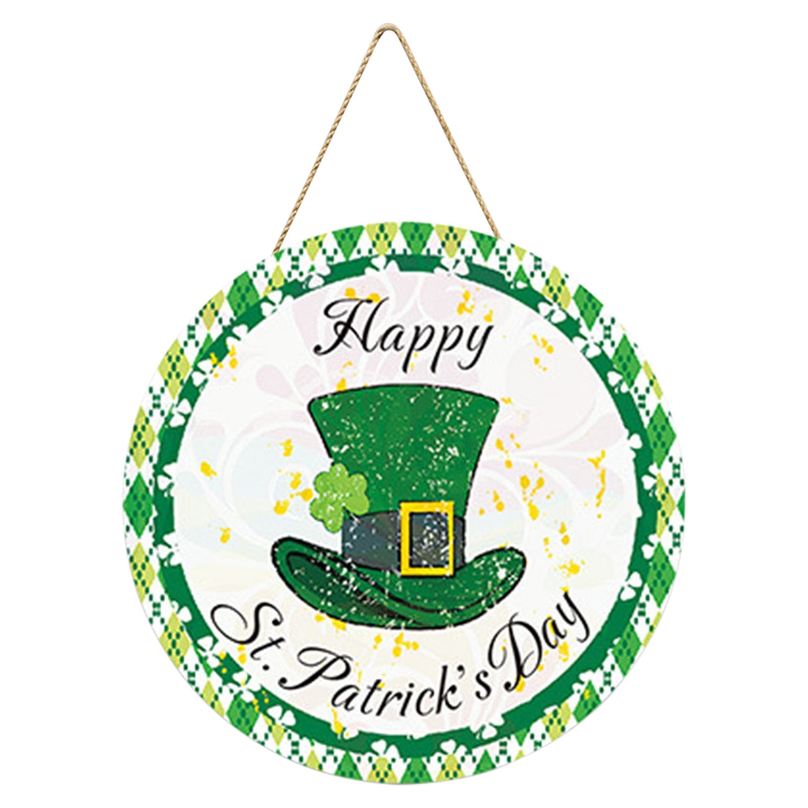 LSLJS St.Patrick's Day Welcome Sign for Front Door, 12" Wooden Round ...