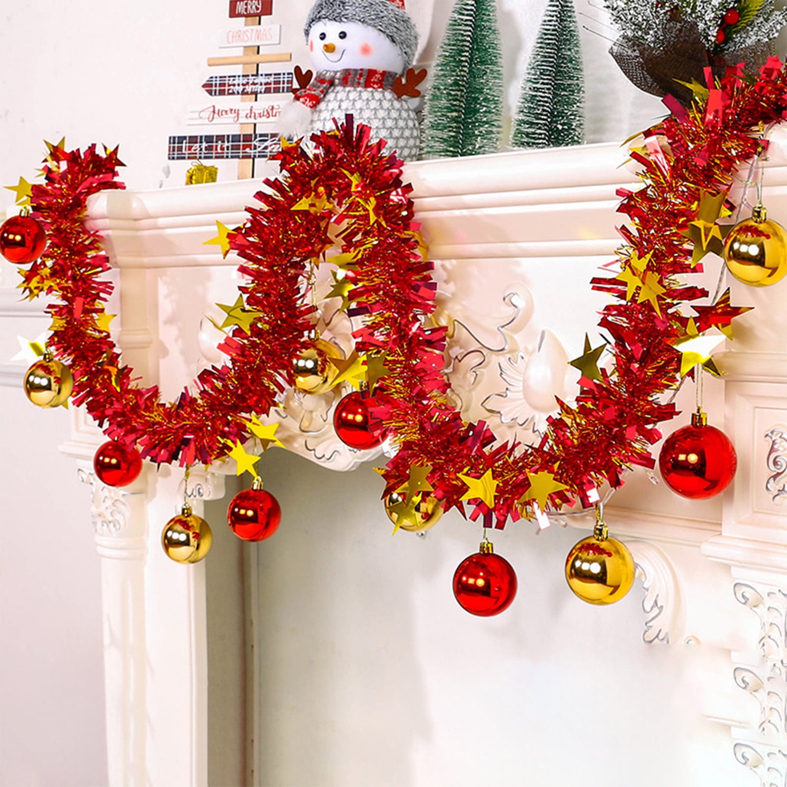LSLJS Tinsel Garland 6.6Ft Glitter Metallic Twist Hanging Christmas ...