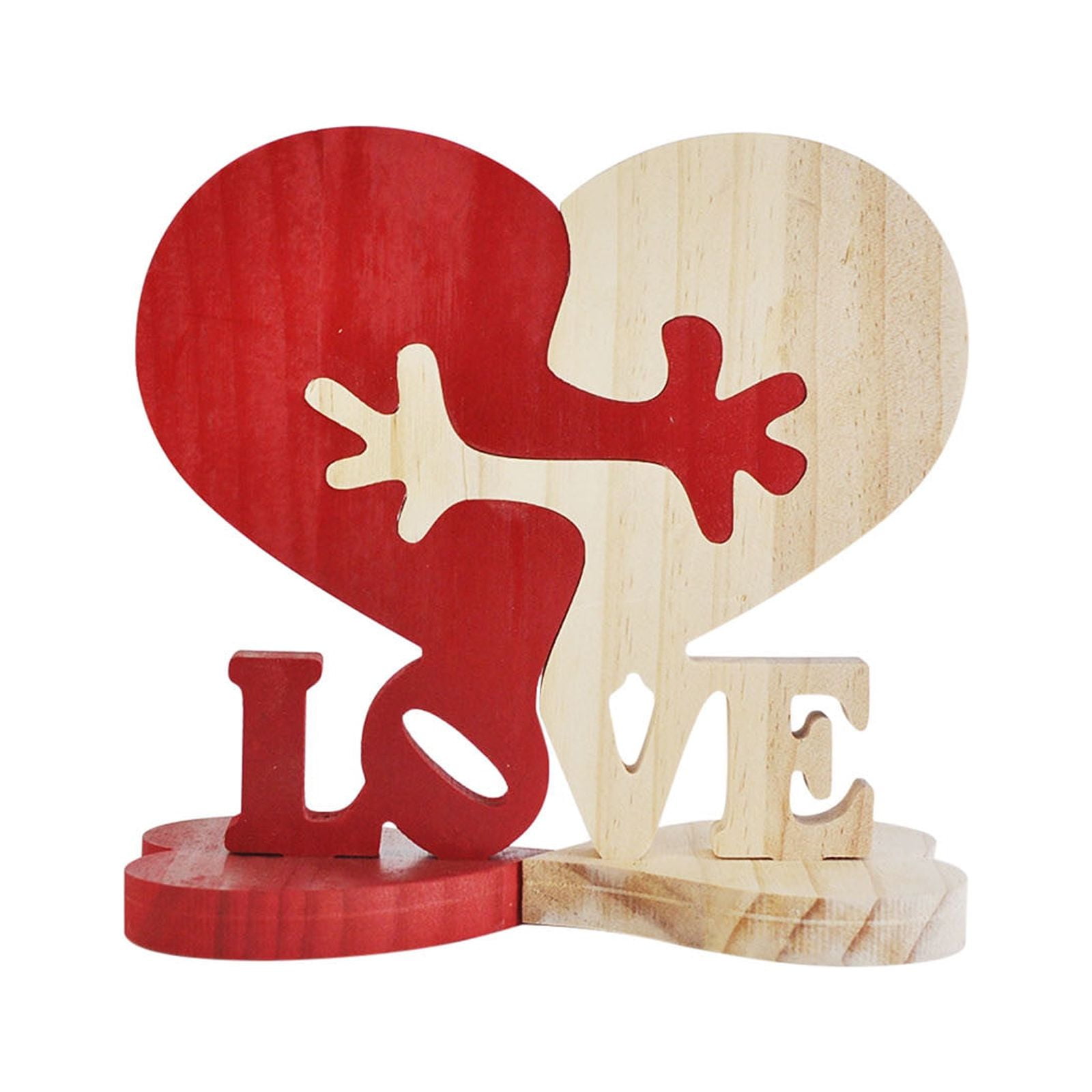 LSLJS Valentines Heart Love Ornament, Valentines Day Decor, Wooden Two ...