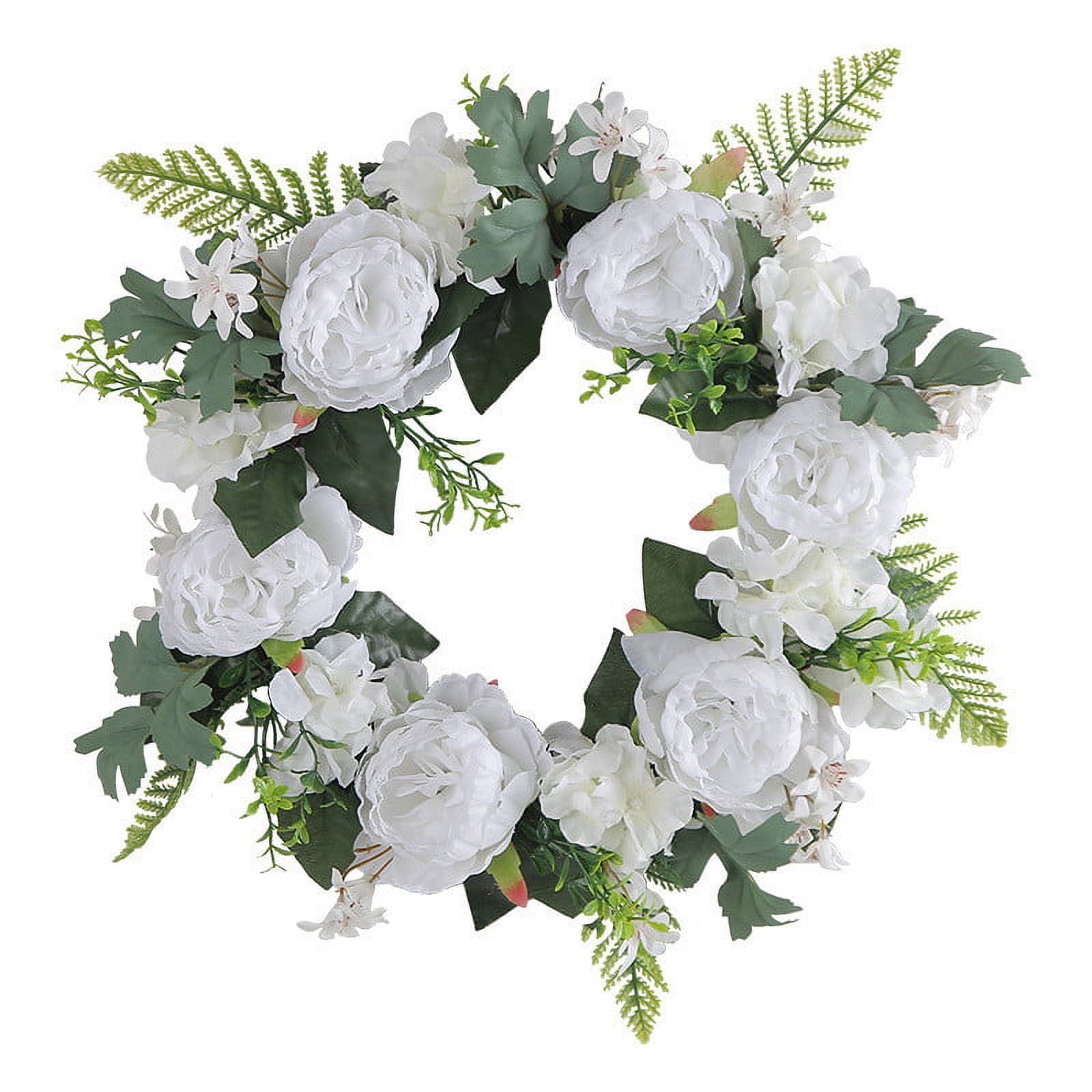 LSLJS Wreaths for Front Door,Floral Wreath with White Peonies ...