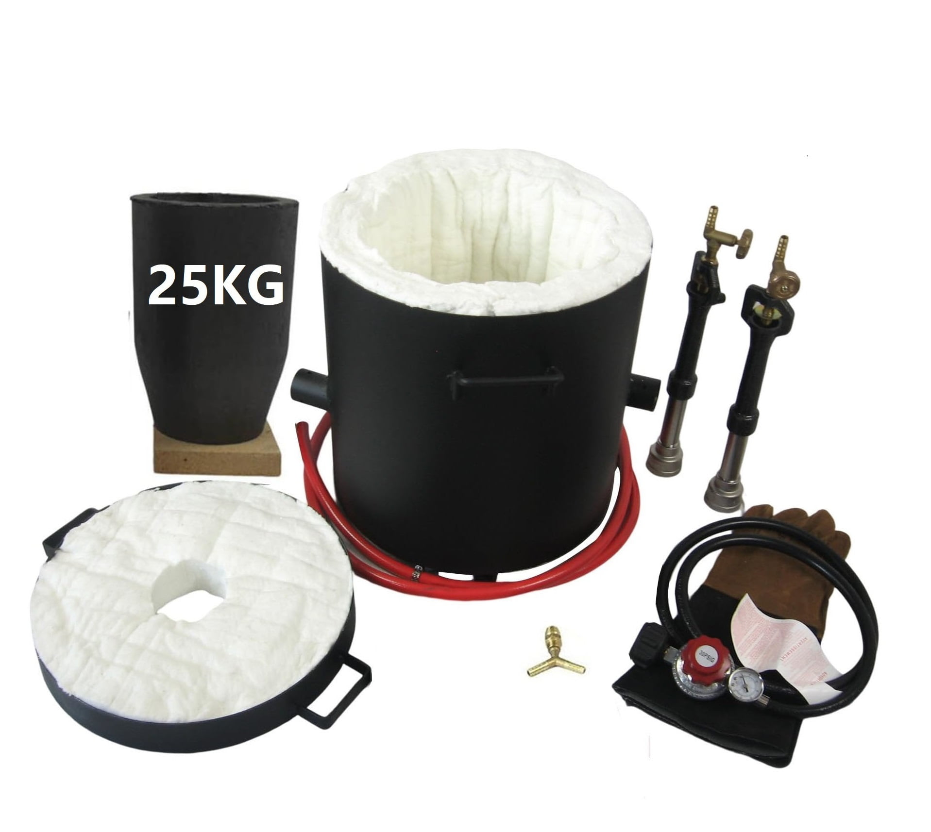 LSMIITTH 25KG(55LBs) Large Propane Smelting Furnace Kit with Crucible ...