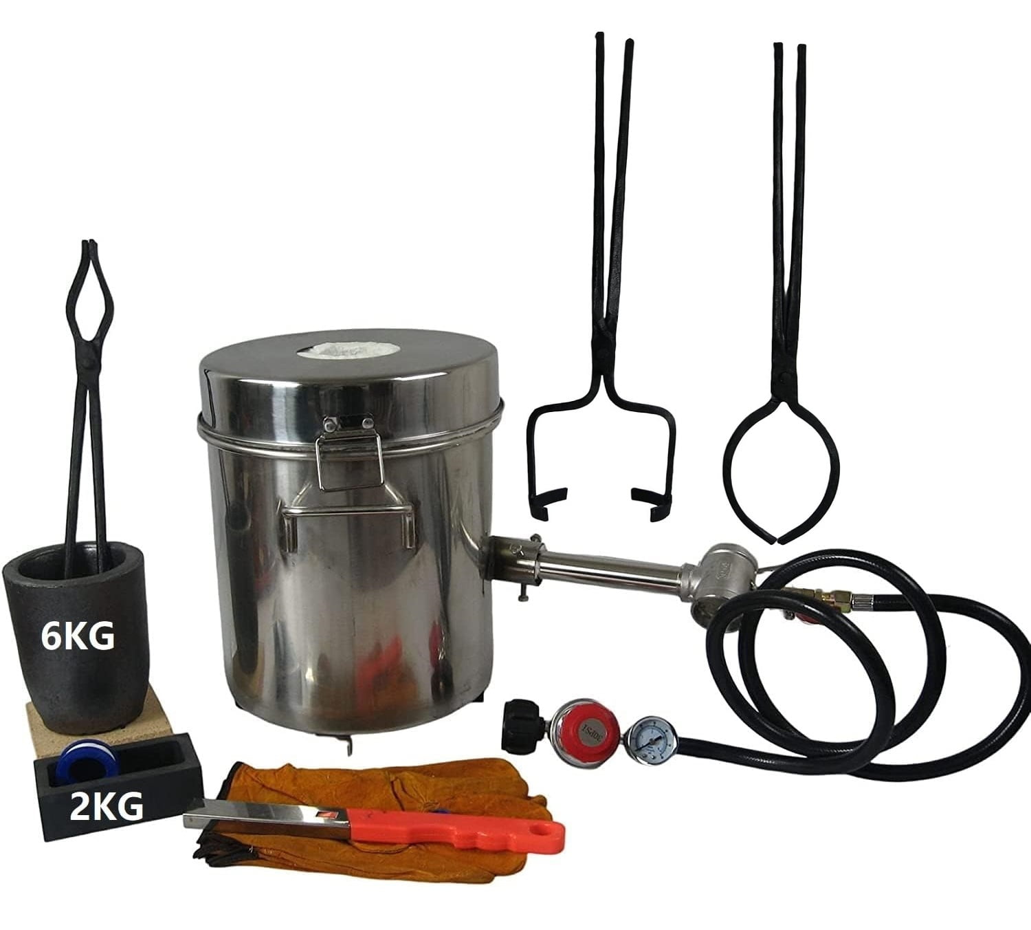 LSMIITTH Propane Smelting Furnace Kits, 6kg(13LB) Graphite Crucible ...