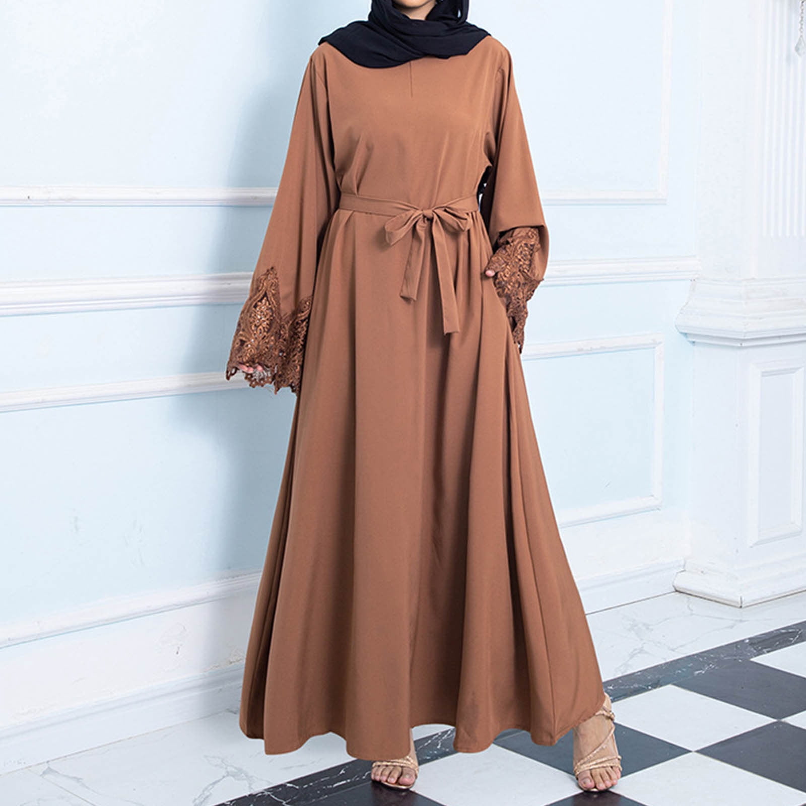 LSOLMD Muslim Dresses for Women Robe Dress Islamic Ladies Conservative ...