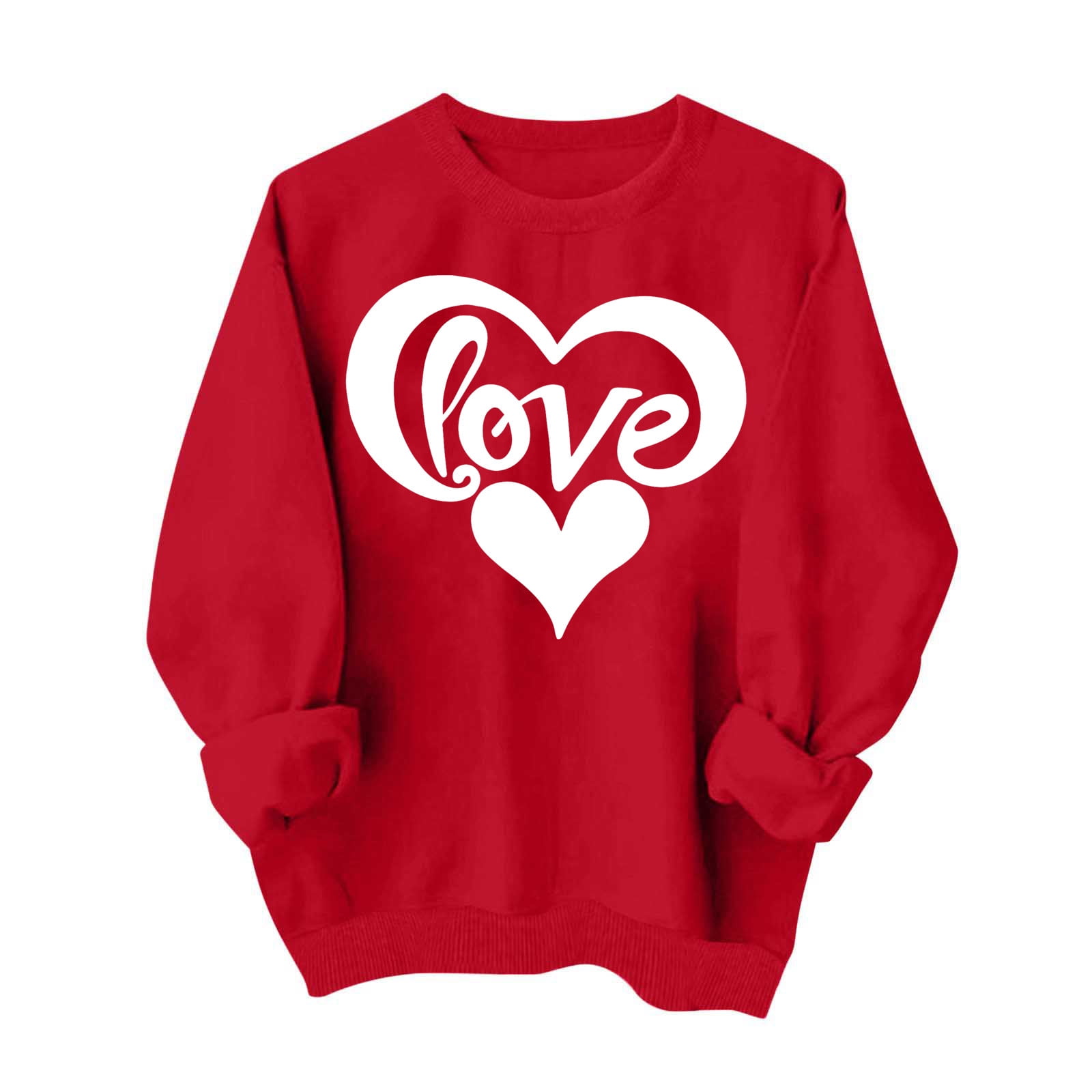 LSOLMD Valentines Day Sweatshirt for Women Oversized Love Heart Crewneck Shirt Pullover ...