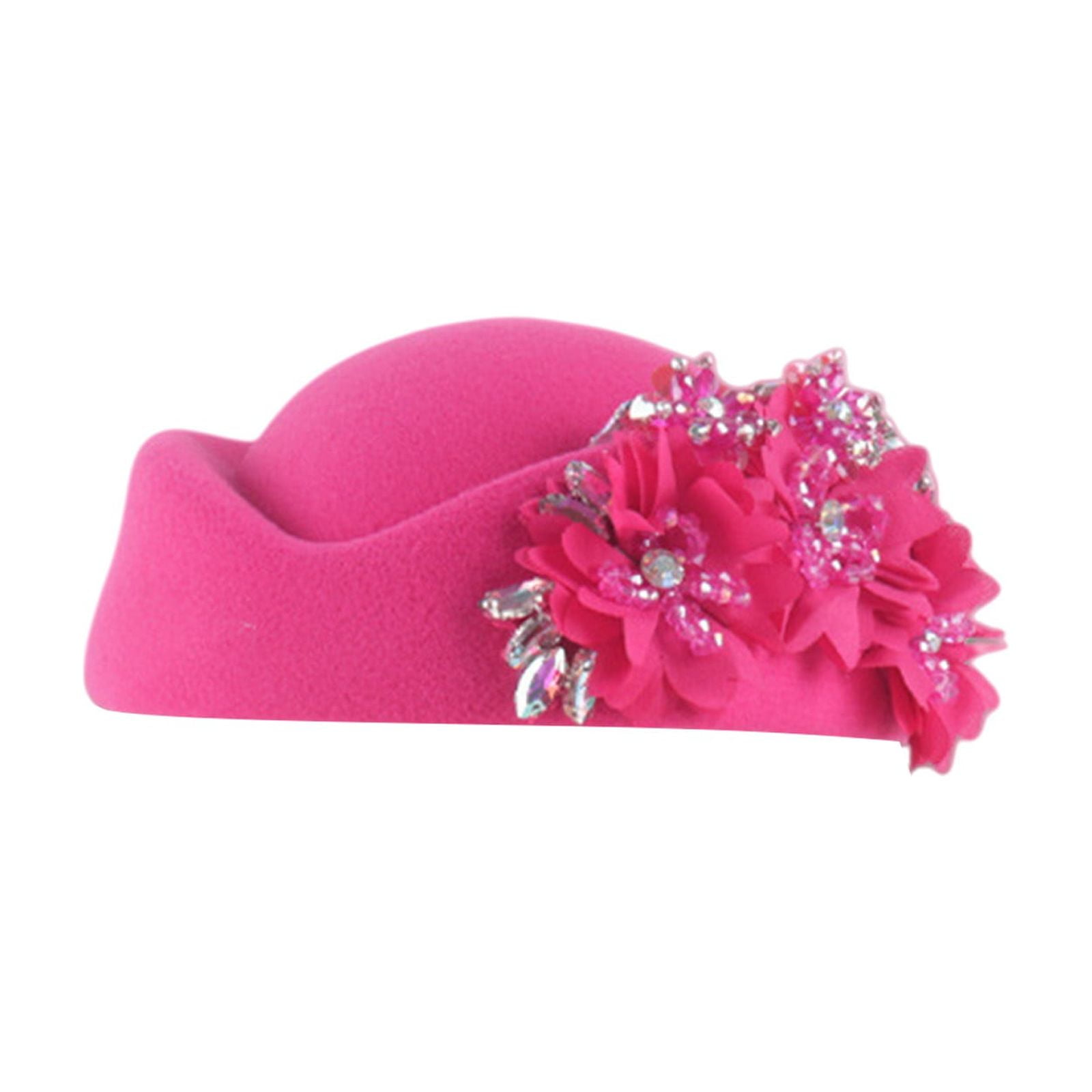 LSQii Womens Stewardess Pillbox Hat Flower Solid Color Air Hostesses ...