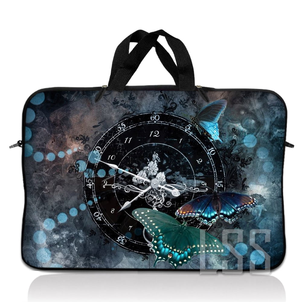 LSS Unisex Neoprene 14.1'' Laptop Sleeve, Clock Butterfly Time ...
