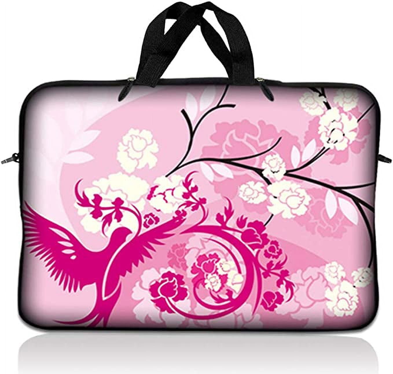 LSS Neoprene 15.6'' Laptop Sleeve, Pink White Roses Bird Floral ...