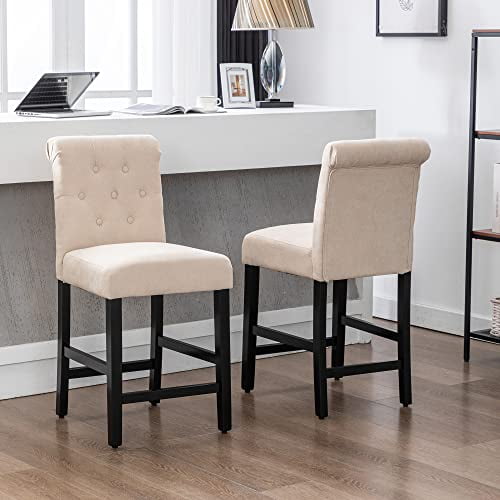 LSSBOUGHT 24 Inches Upholstered Counter Stools, Bar Stools Set of 2 ...