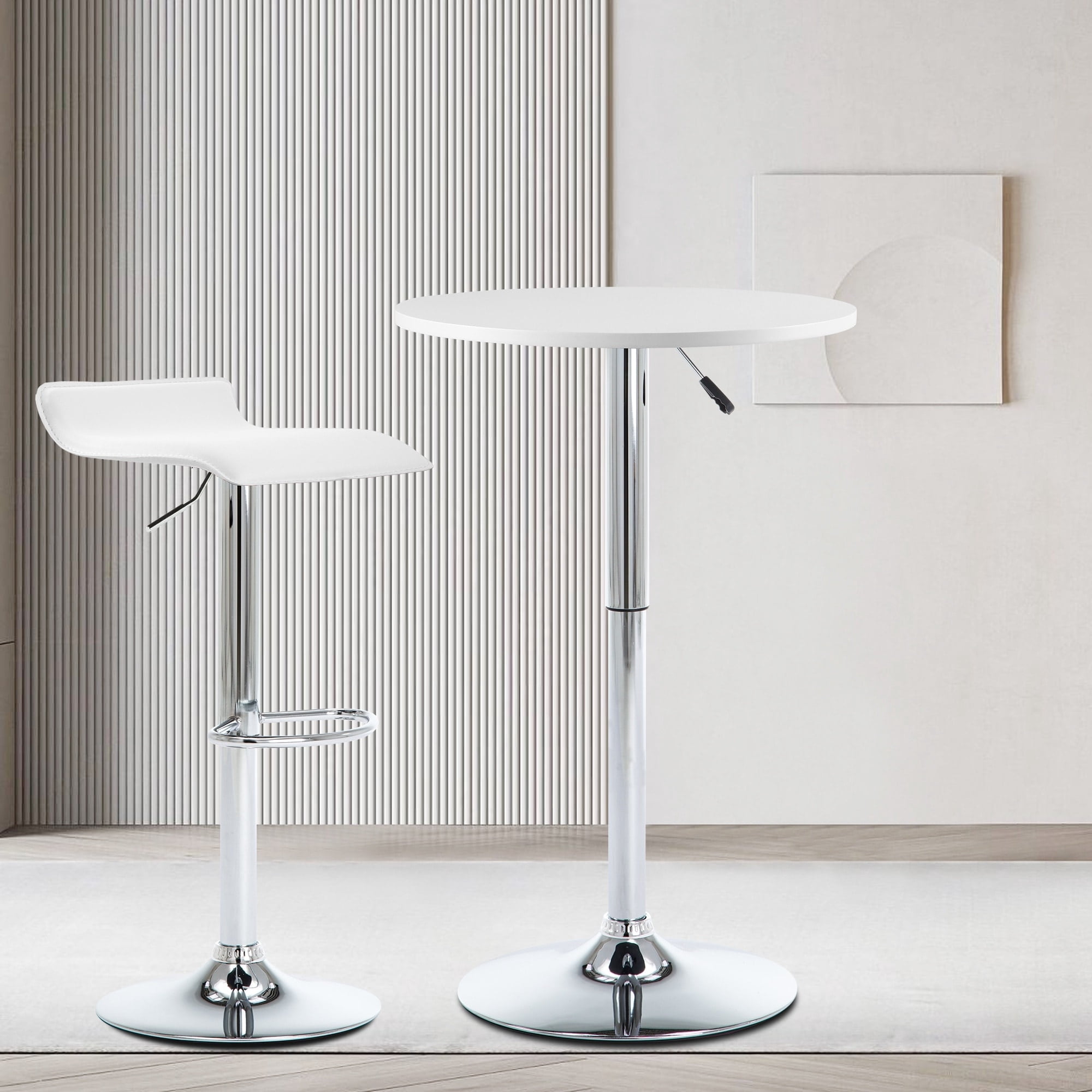 LSSBOUGHT 360 Swivel Round Pub Table Height Adjustable Bar Table 25-35 ...