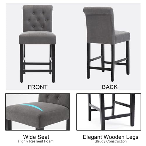 LSSBOUGHT Counter Stools,24 inches Upholstered Counter Height Chairs ...