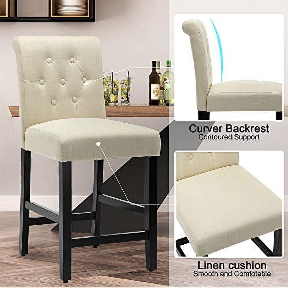 LSSBOUGHT Counter Stools,24 inches Upholstered Counter Height Chairs ...