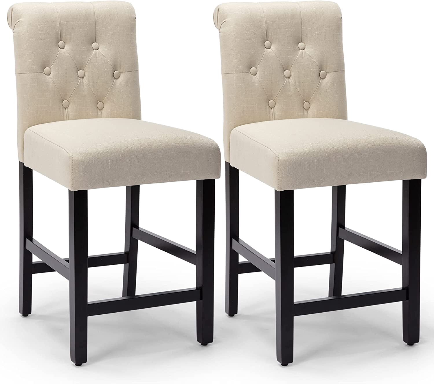 LSSPAID Bar Stools Set of 2, 24 Inch Counter Height Chairs, Upholstered ...