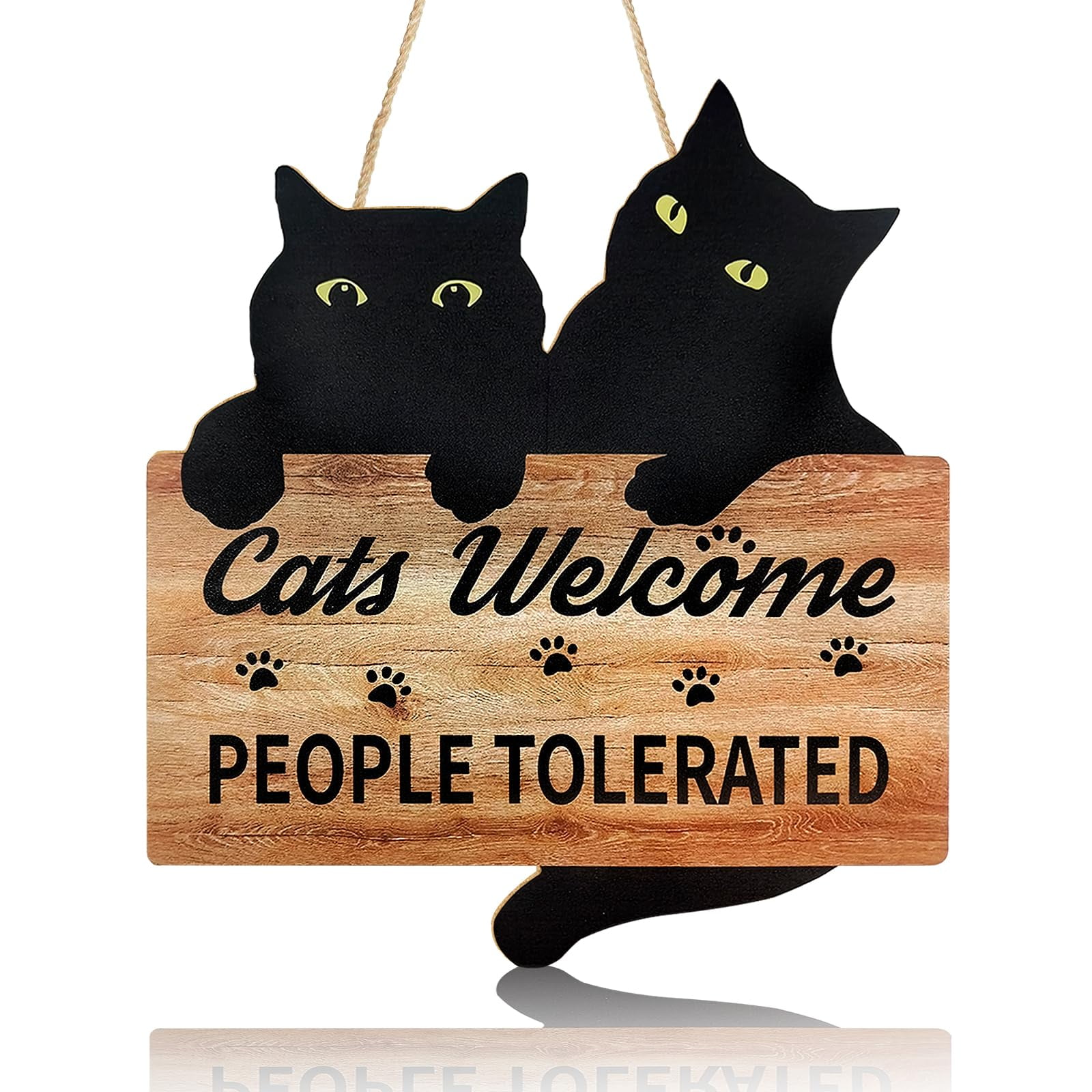 LSTAMOY Funny Cat Welcome EC36 Sign,10X11 inches Black Cat Wall Decor ...