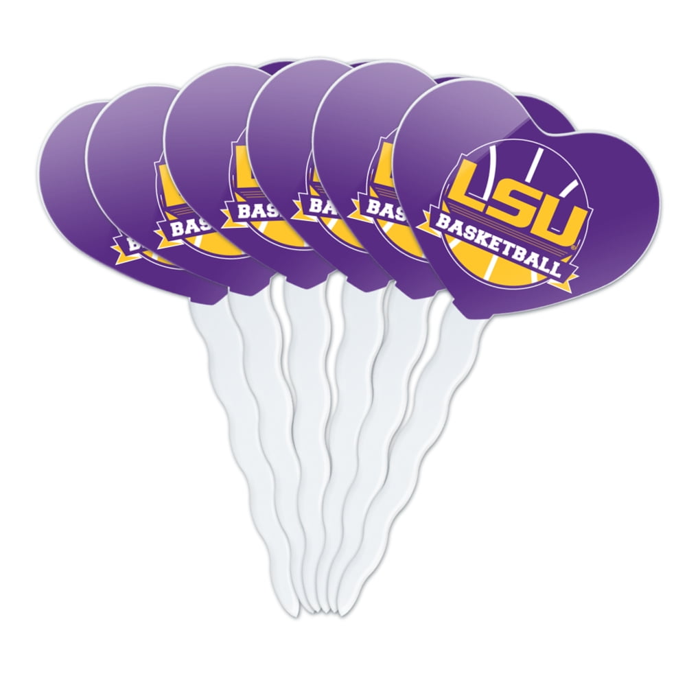 LSU Basketball Heart Love Cupcake Picks Toppers Decoration Set of 6 ...