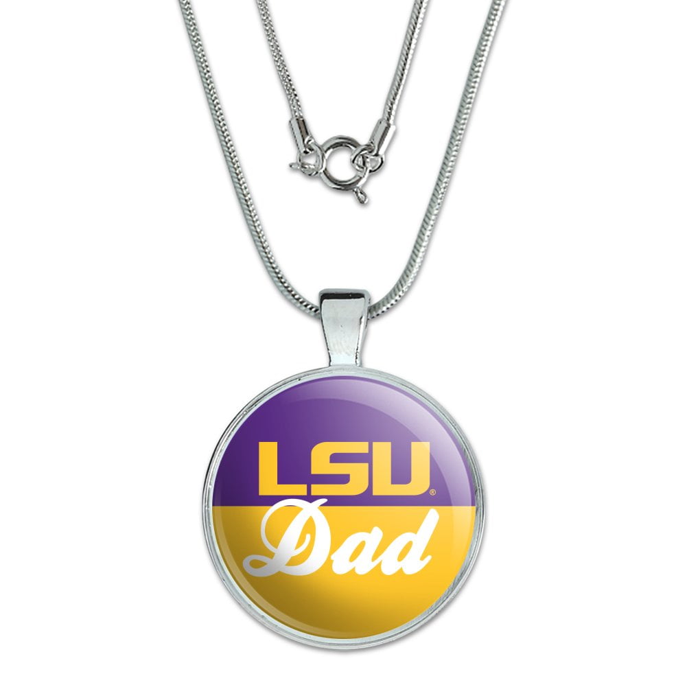 LSU Dad 1" Pendant with Sterling Silver Plated Chain - Walmart Business ...