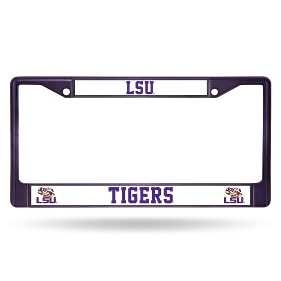 LSU Fighting Tigers Purple Painted Chrome Metal License Plate Frame ...
