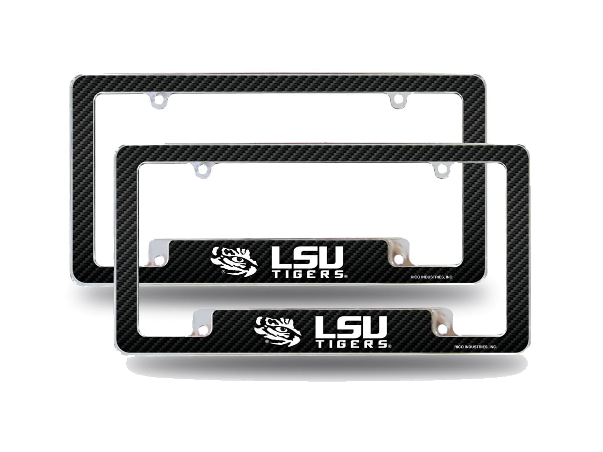 LSU Fighting Tigers (Set of 2) Chrome Metal License Plate Frames with ...