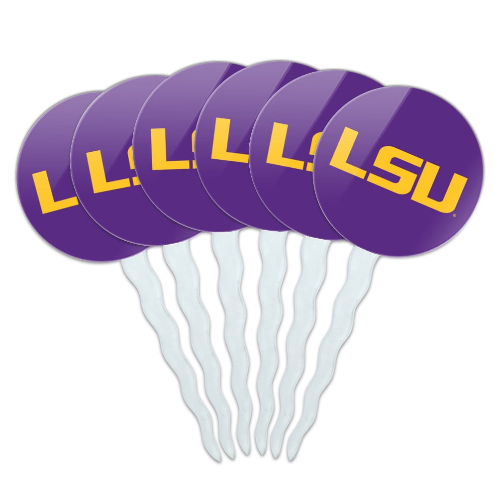 LSU Logo on Purple Cupcake Picks Toppers Decoration Set of 6 - Walmart.com