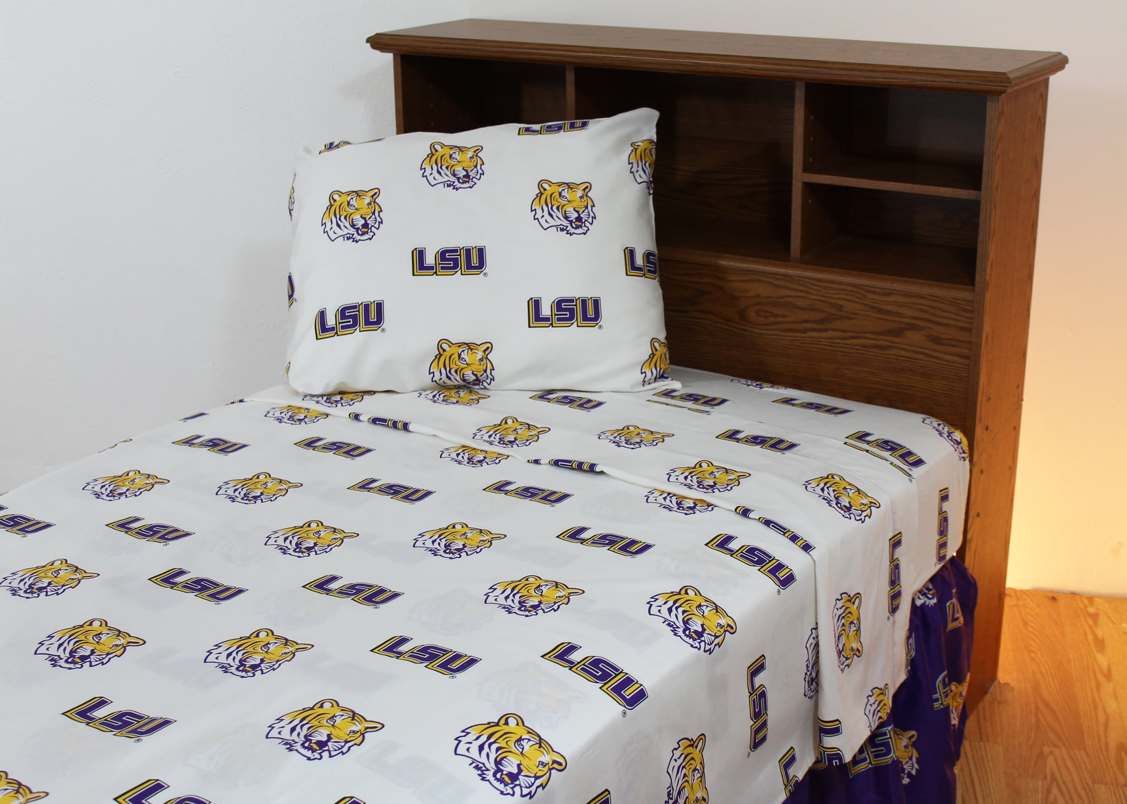 LSU Tigers 100% cotton, 3 piece sheet set - flat sheet, fitted sheet, 1 ...