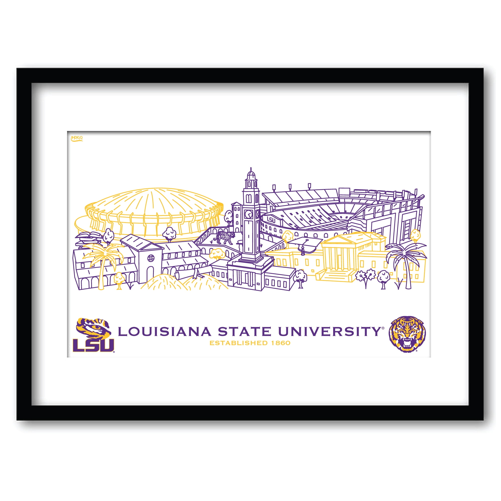 LSU Tigers 11" x 14" Framed Campus Wall Art Collage - Walmart.com