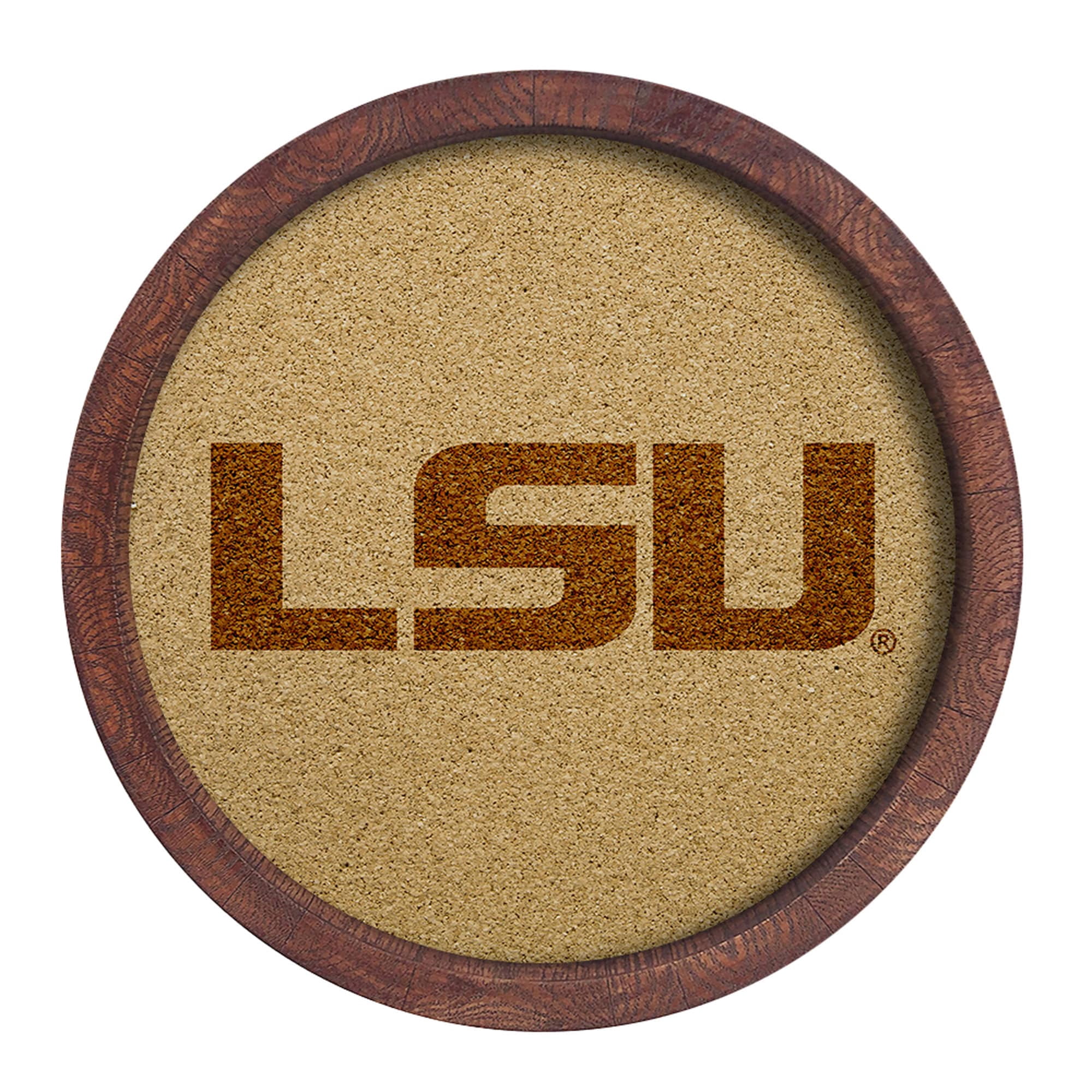 LSU Tigers 20.25'' Round Faux Barrel Framed Cork Board - Walmart.com