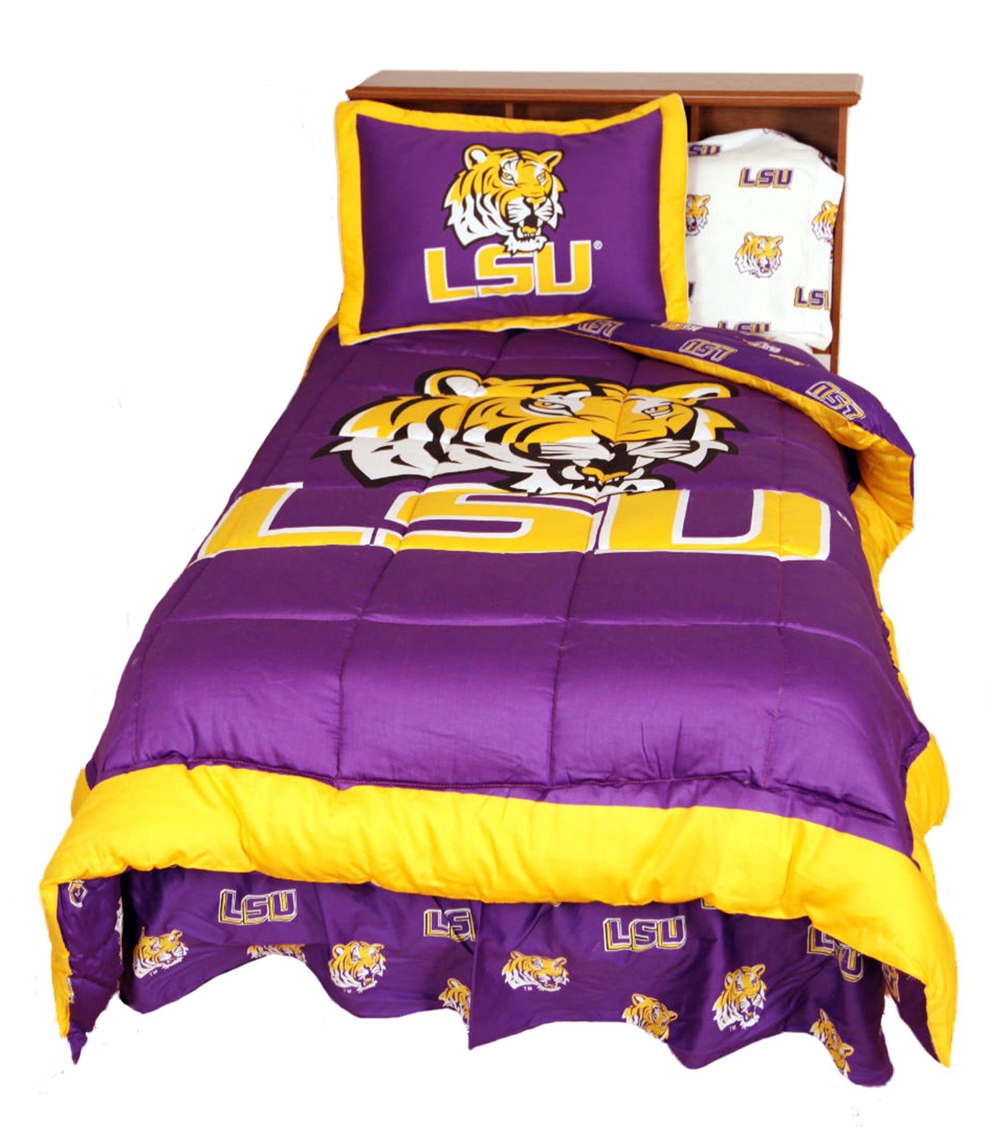LSU Tigers 3 Pc Reversible Cotton Comforter Set, 1 Comforter, 2 Shams ...