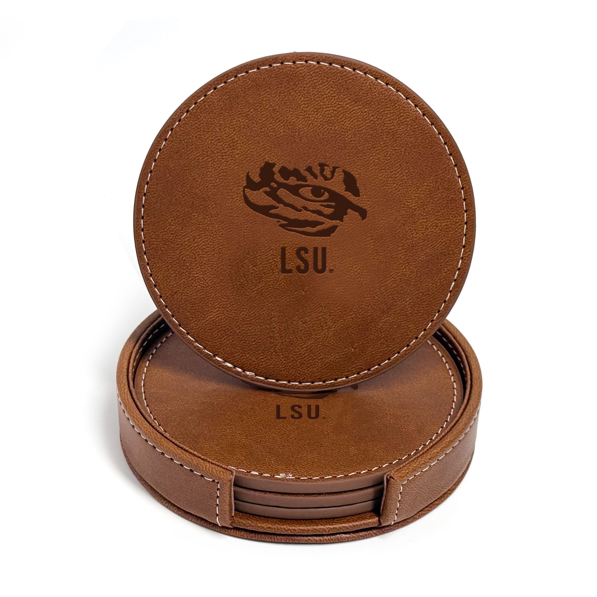 LSU Tigers 4-Pack Faux Leather Coaster Set - Walmart.com