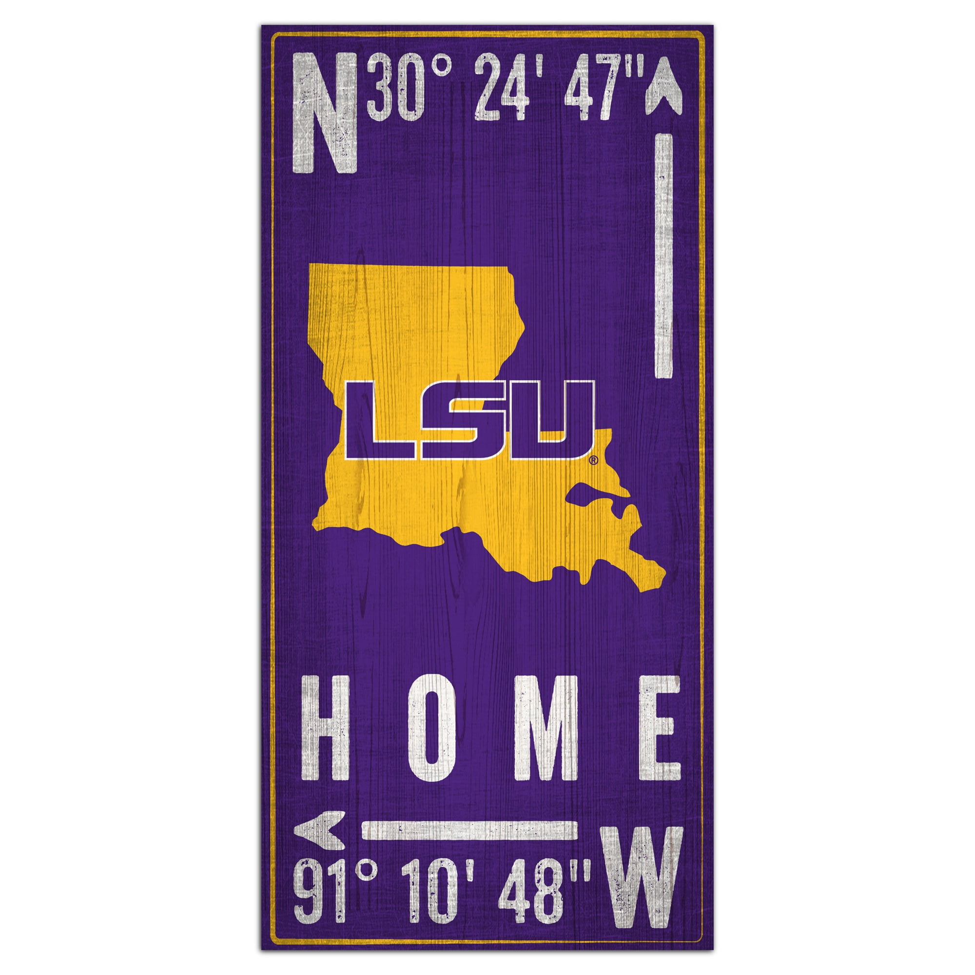 LSU Tigers 6'' x 12'' Team Coordinate Sign - Walmart.com